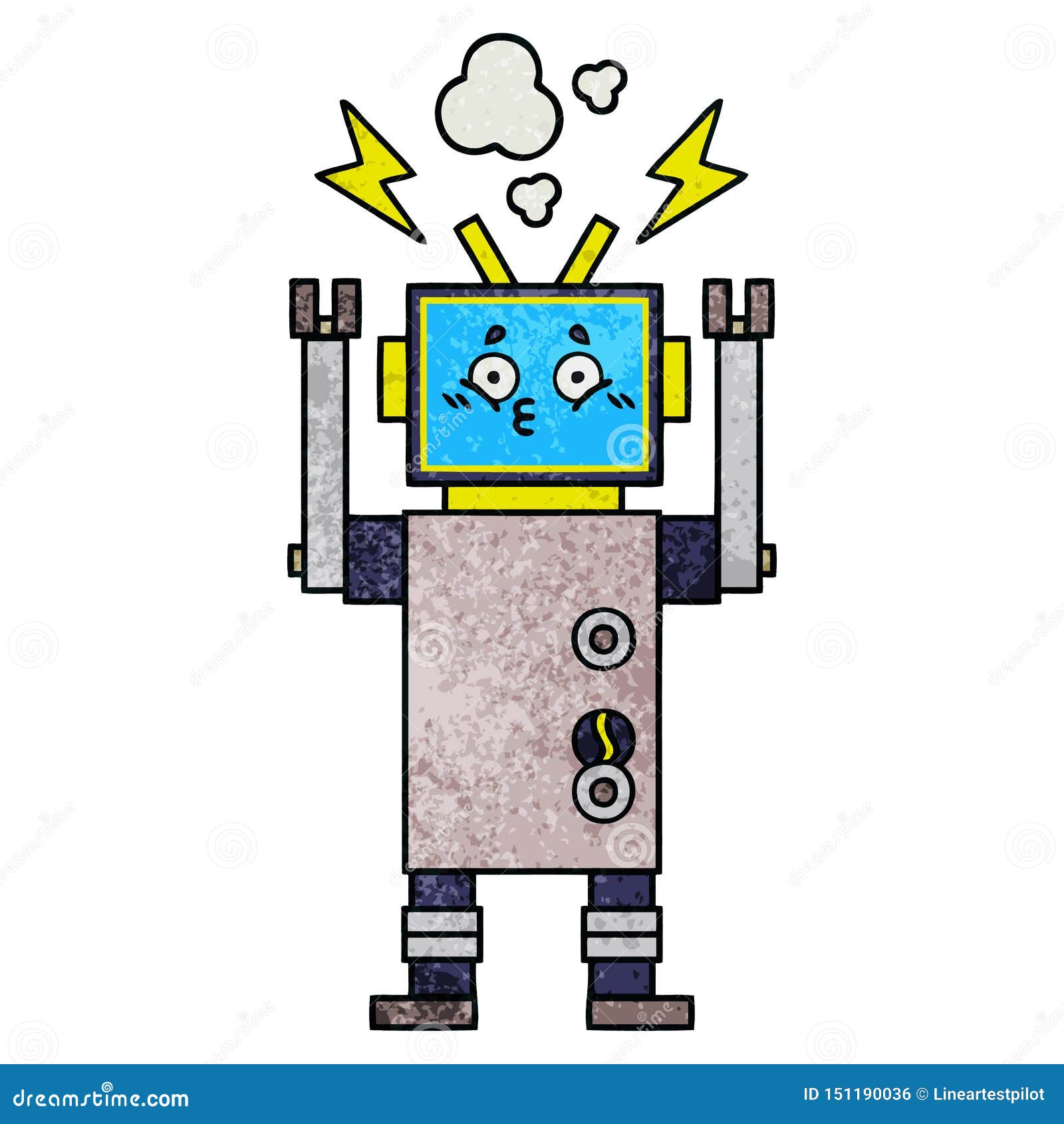 A Creative Retro Grunge Texture Cartoon Robot Stock Vector ...