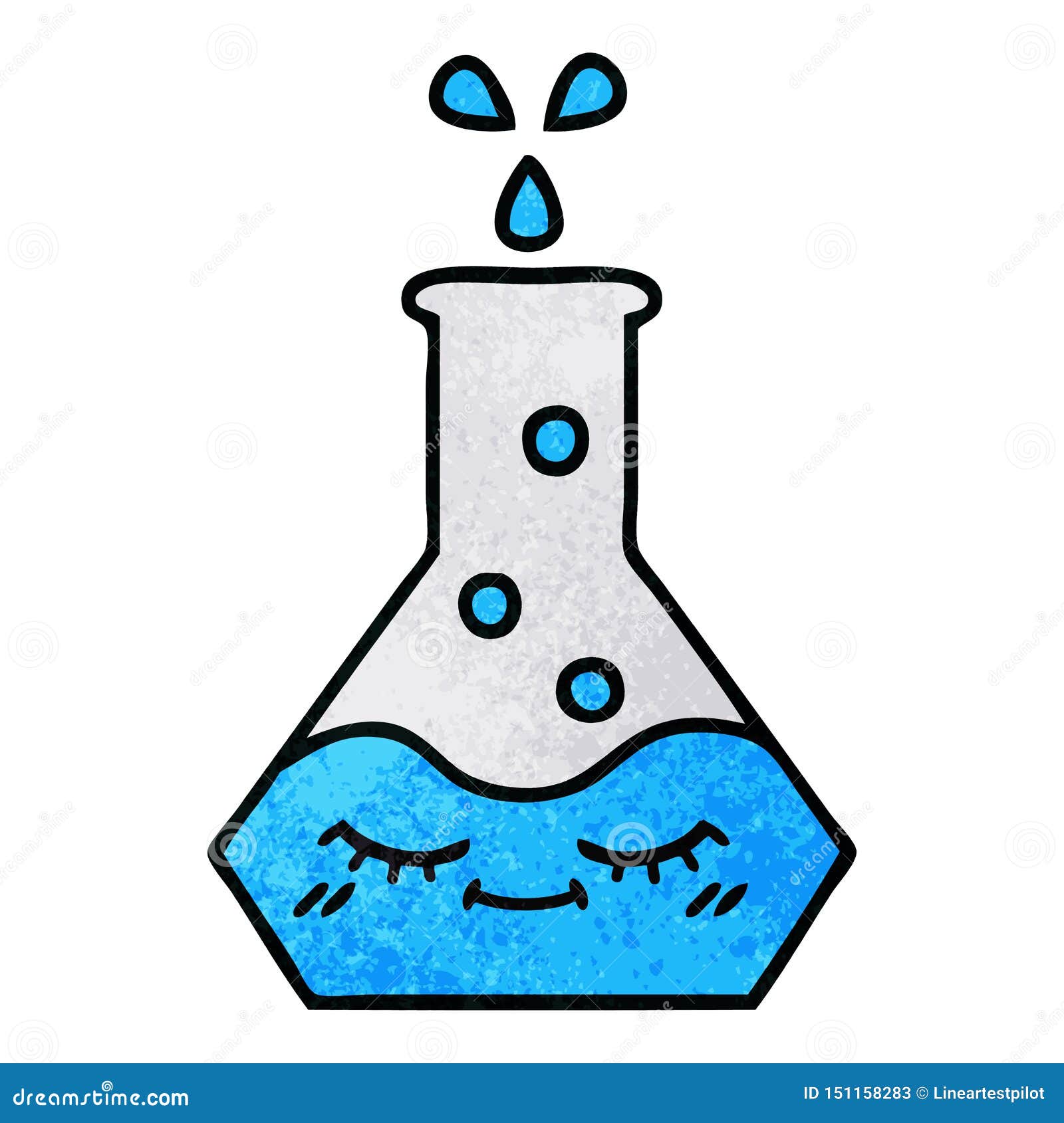 A Creative Retro Grunge Texture Cartoon Science Beaker Stock Vector ...