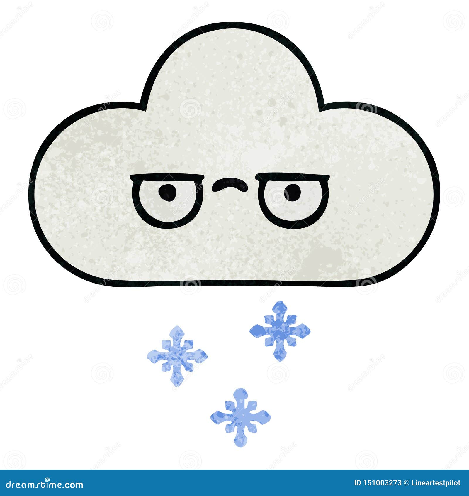 A Creative Retro Grunge Texture Cartoon Snow Cloud Stock Vector ...