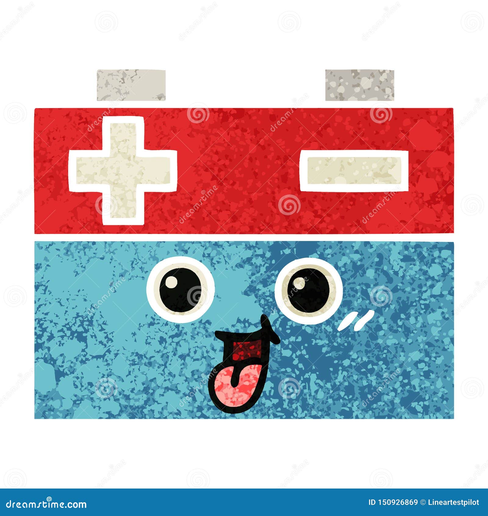 A Creative Retro Illustration Style Cartoon Car Battery Stock Vector ...