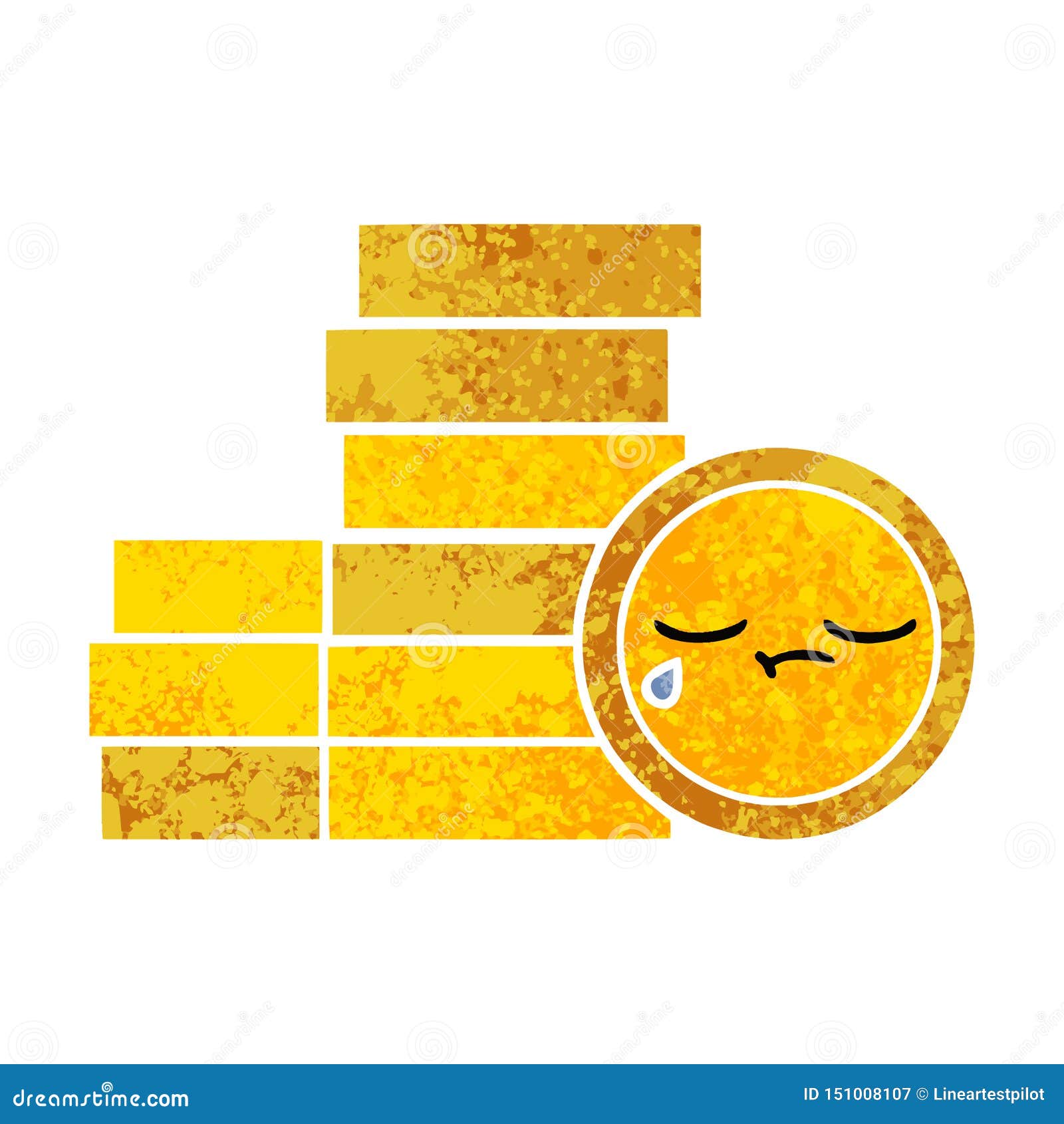 A Creative Retro Illustration Style Cartoon Coins Stock Vector ...