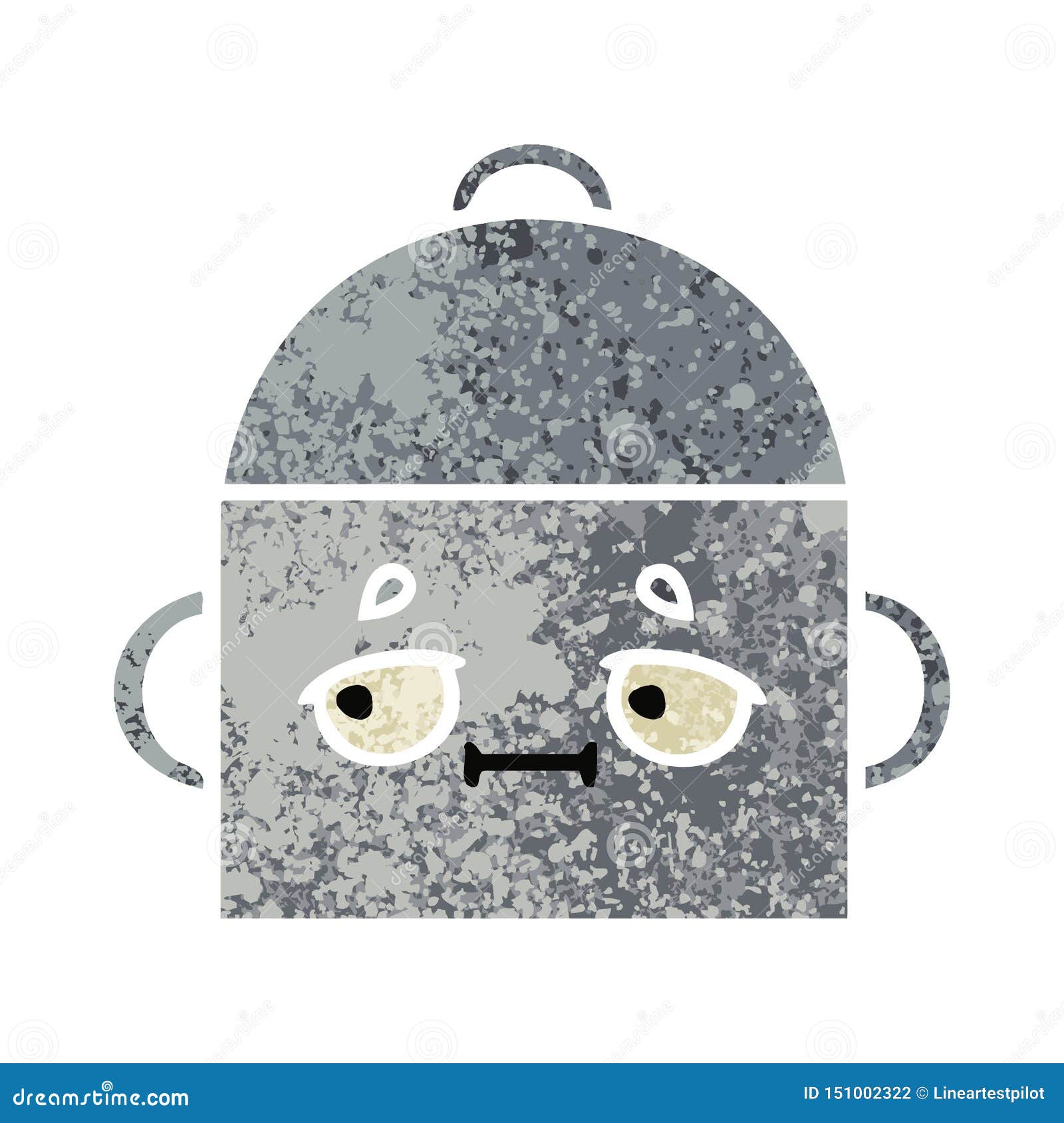 A Creative Retro Illustration Style Cartoon Cooking Pot Stock Vector ...