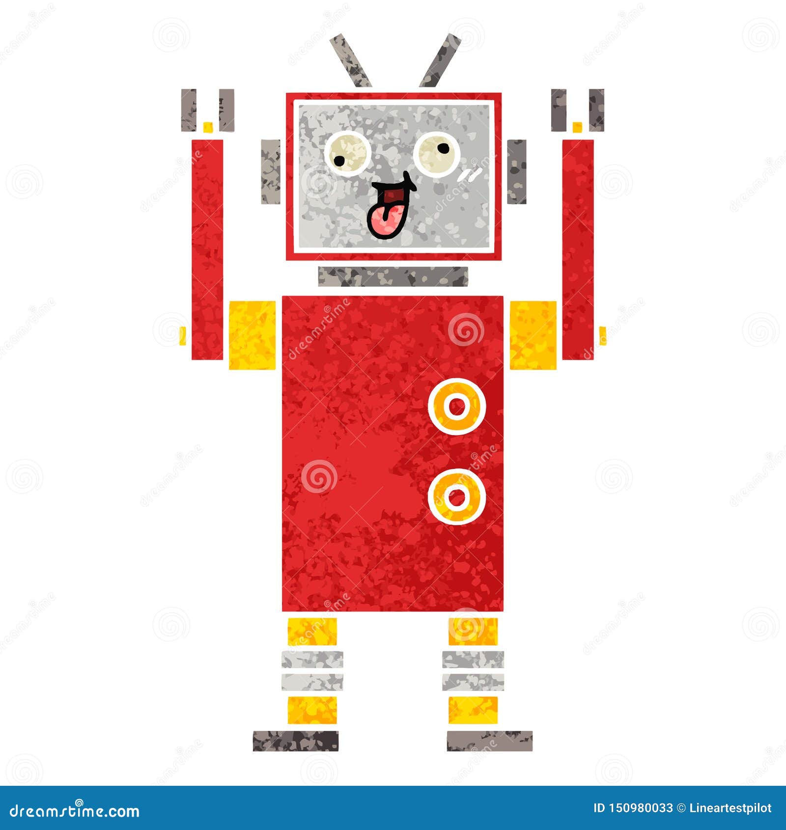 A Creative Retro Illustration Style Cartoon Crazy Robot Stock Vector ...