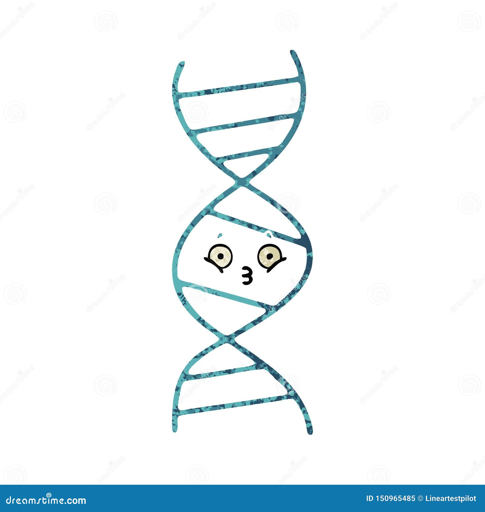 A Creative Retro Illustration Style Cartoon DNA Strand Stock Vector ...
