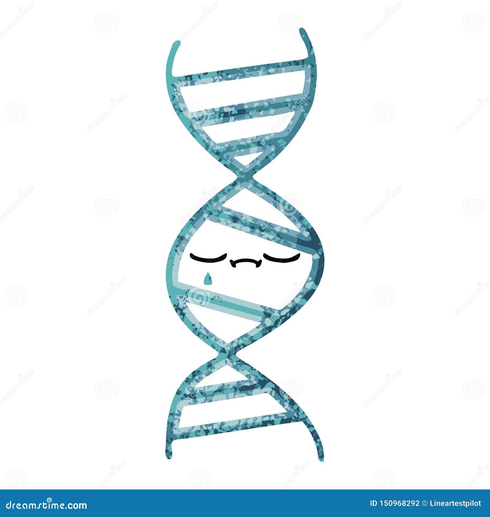 A Creative Retro Illustration Style Cartoon DNA Strand Stock Vector ...