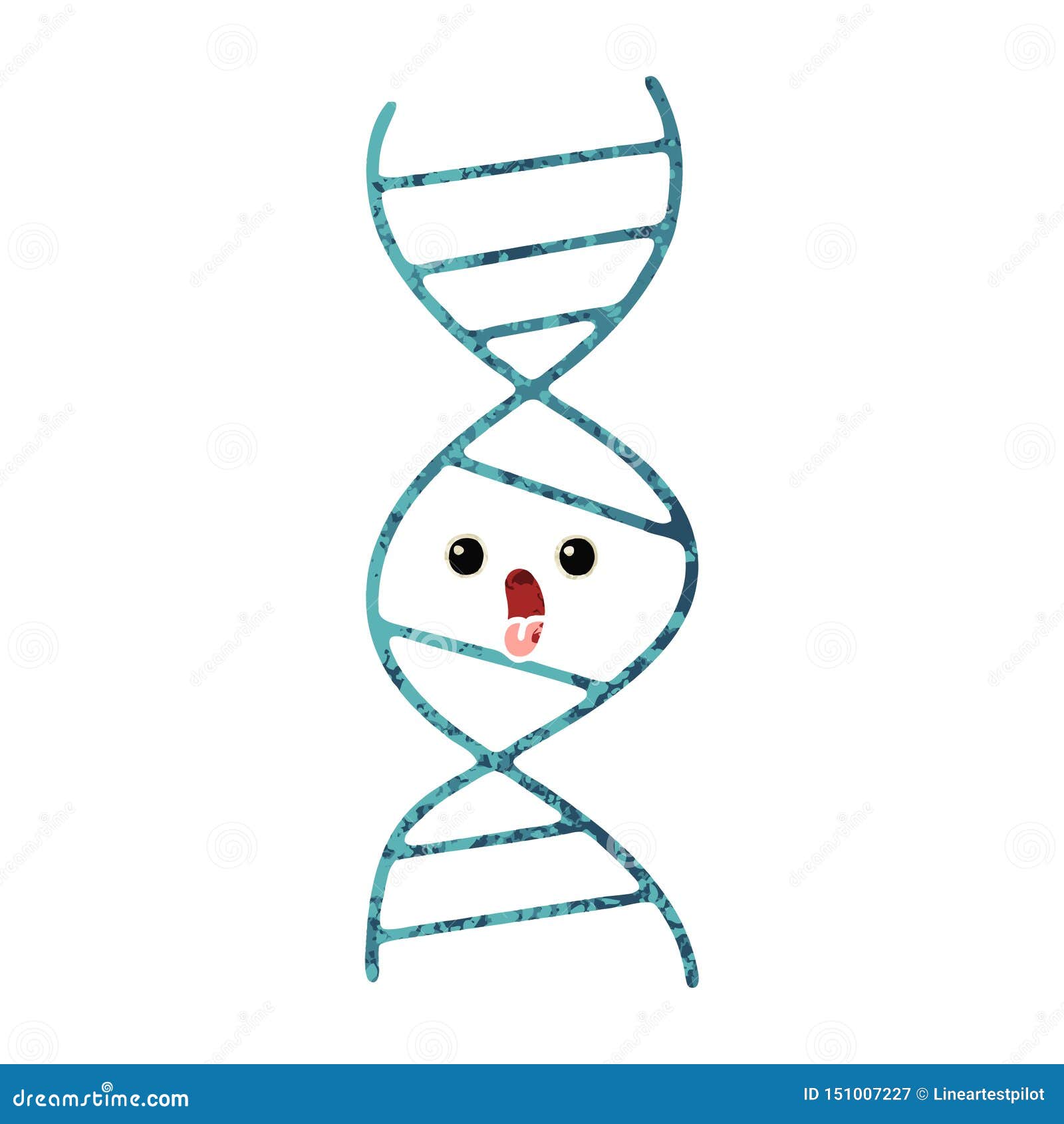 A Creative Retro Illustration Style Cartoon DNA Strand Stock Vector ...