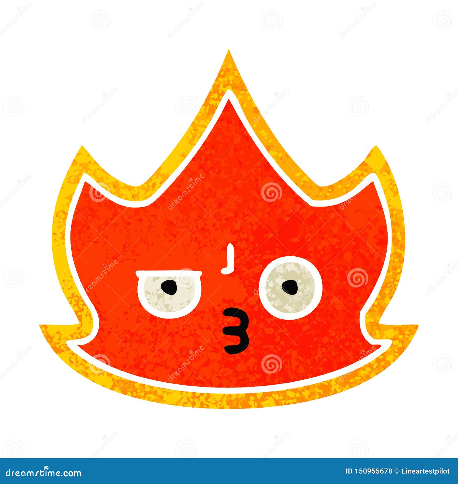 A Creative Retro Illustration Style Cartoon Fire Stock Vector ...