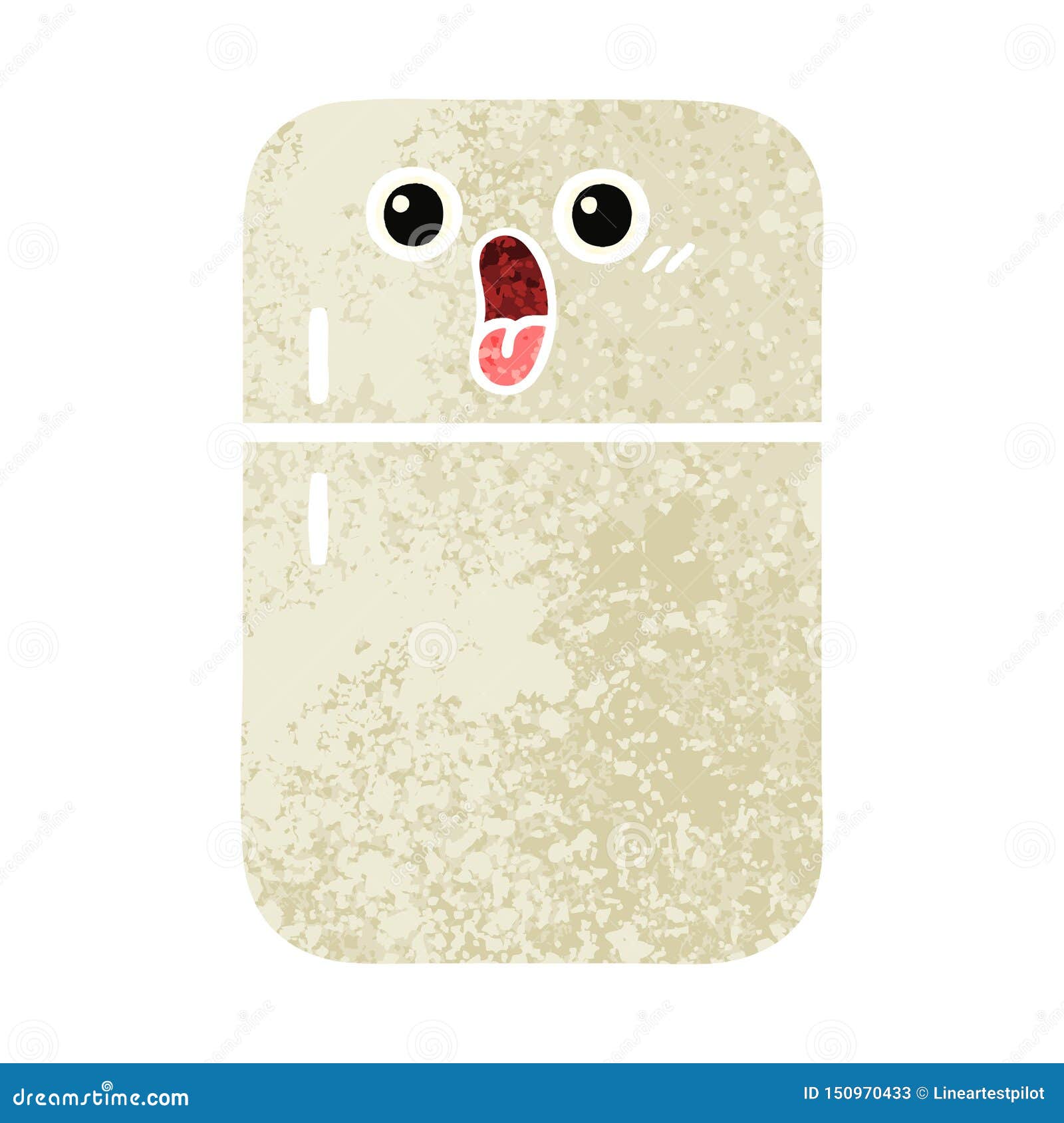 A Creative Retro Illustration Style Cartoon Fridge Freezer Stock Vector ...