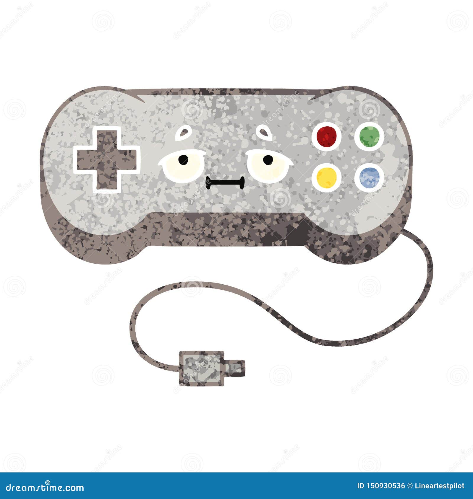 A Creative Retro Illustration Style Cartoon Game Controller Stock ...