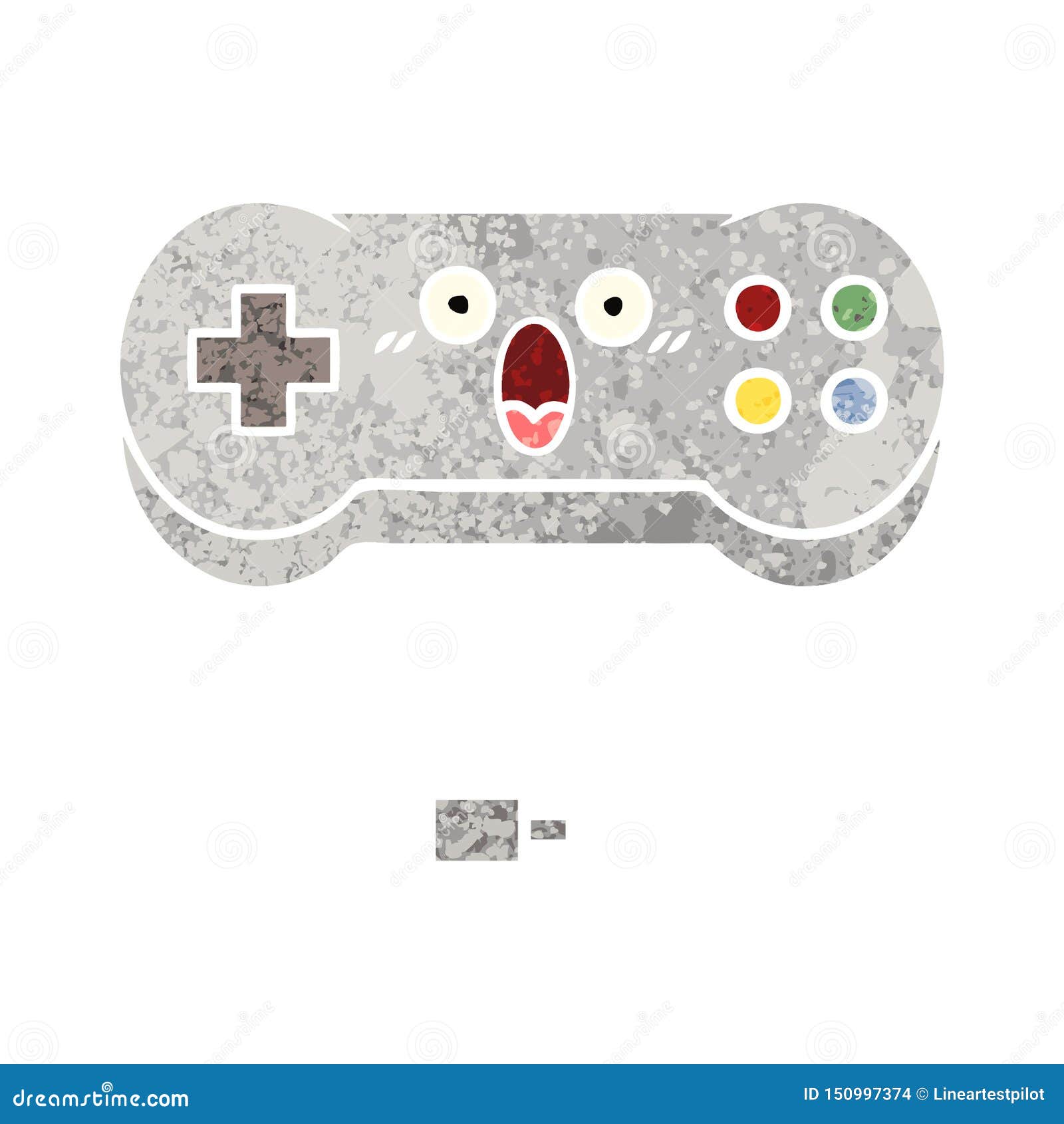 A Creative Retro Illustration Style Cartoon Game Controller Stock ...