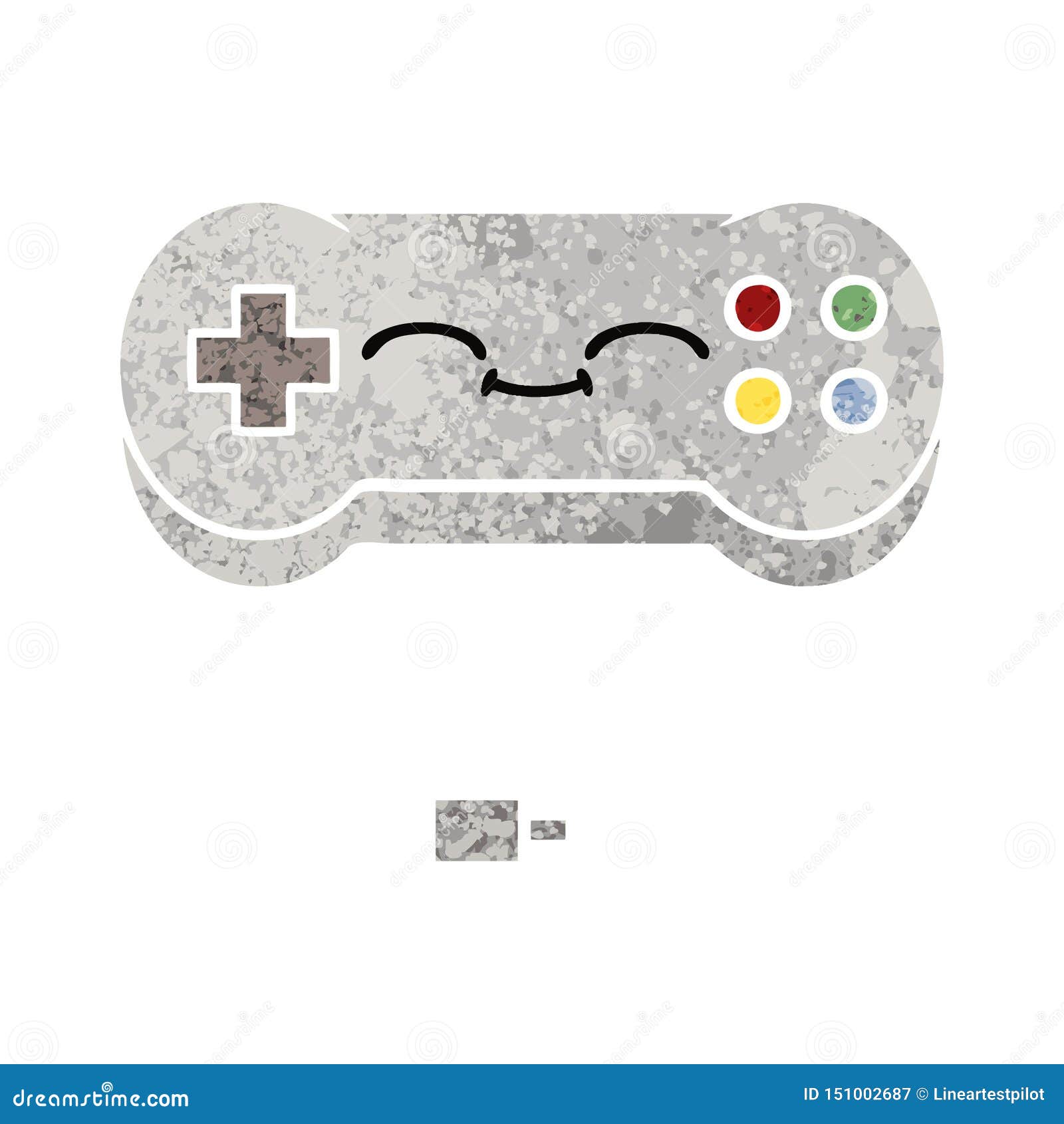 A Creative Retro Illustration Style Cartoon Game Controller Stock ...