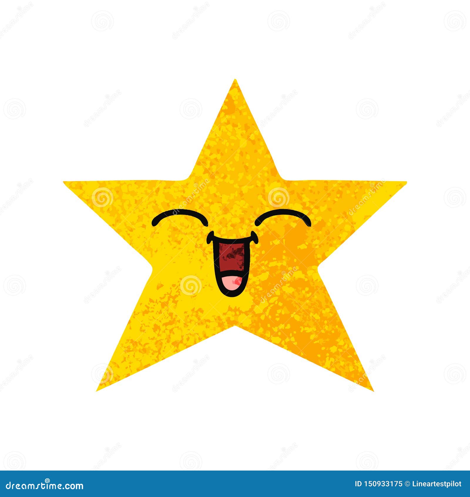 A Creative Retro Illustration Style Cartoon Gold Star Stock Vector ...