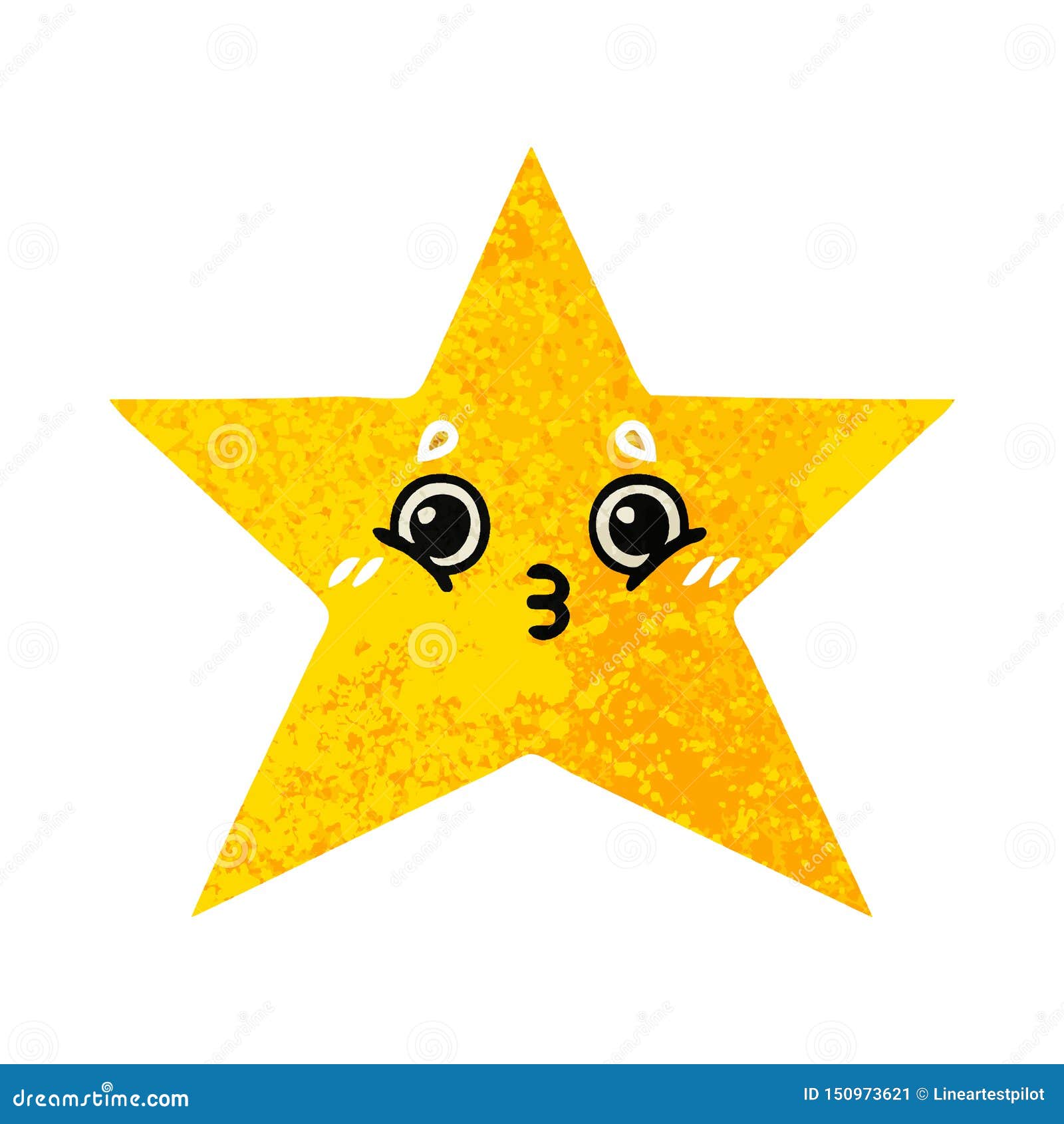 A Creative Retro Illustration Style Cartoon Gold Star Stock Vector ...