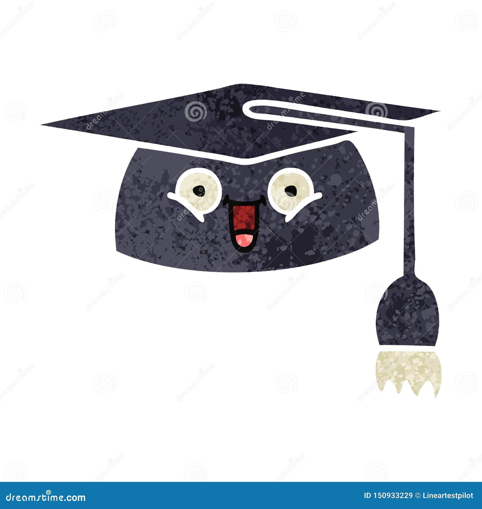 A Creative Retro Illustration Style Cartoon Graduation Hat Stock Vector ...