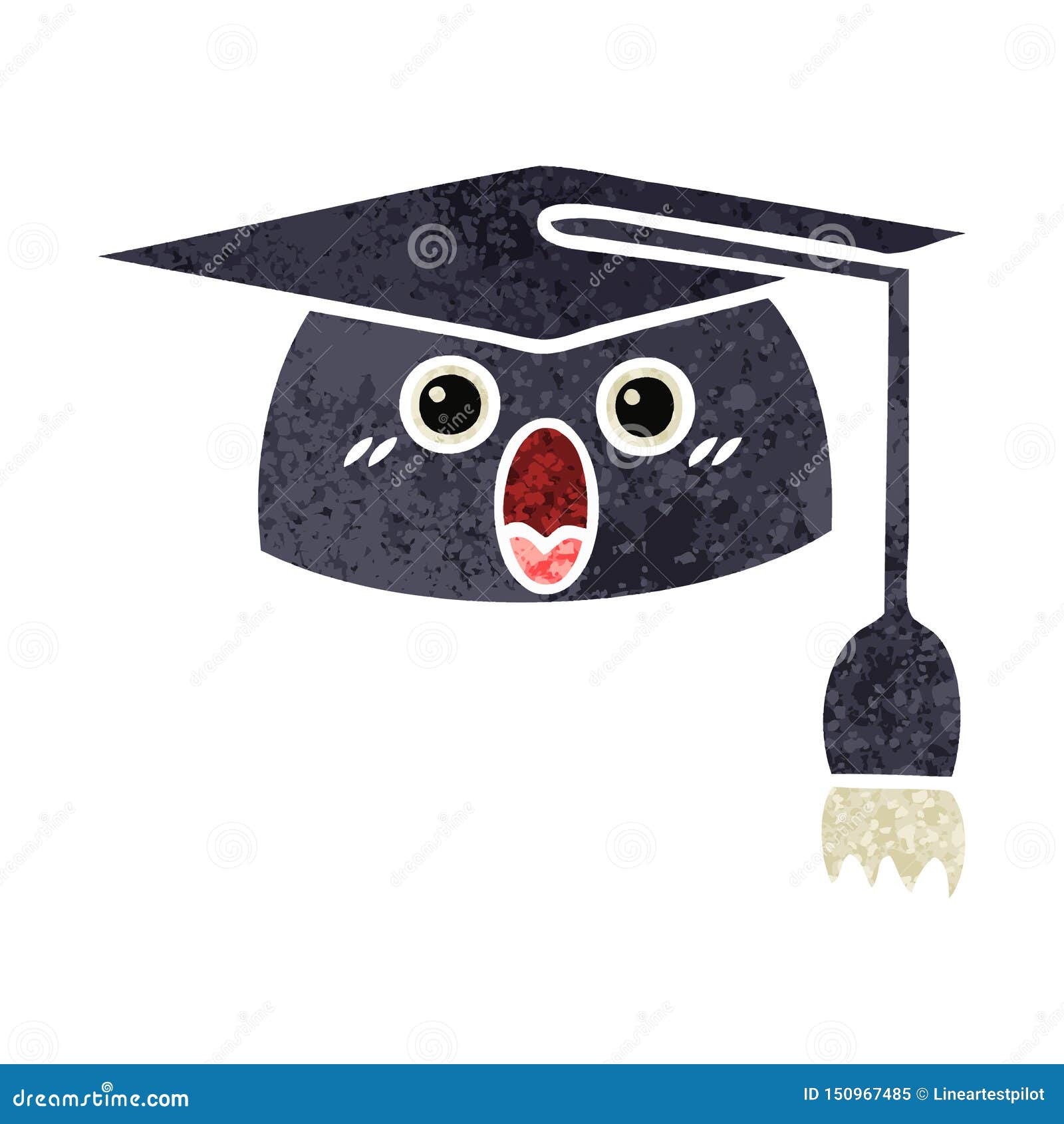 A Creative Retro Illustration Style Cartoon Graduation Hat Stock Vector ...