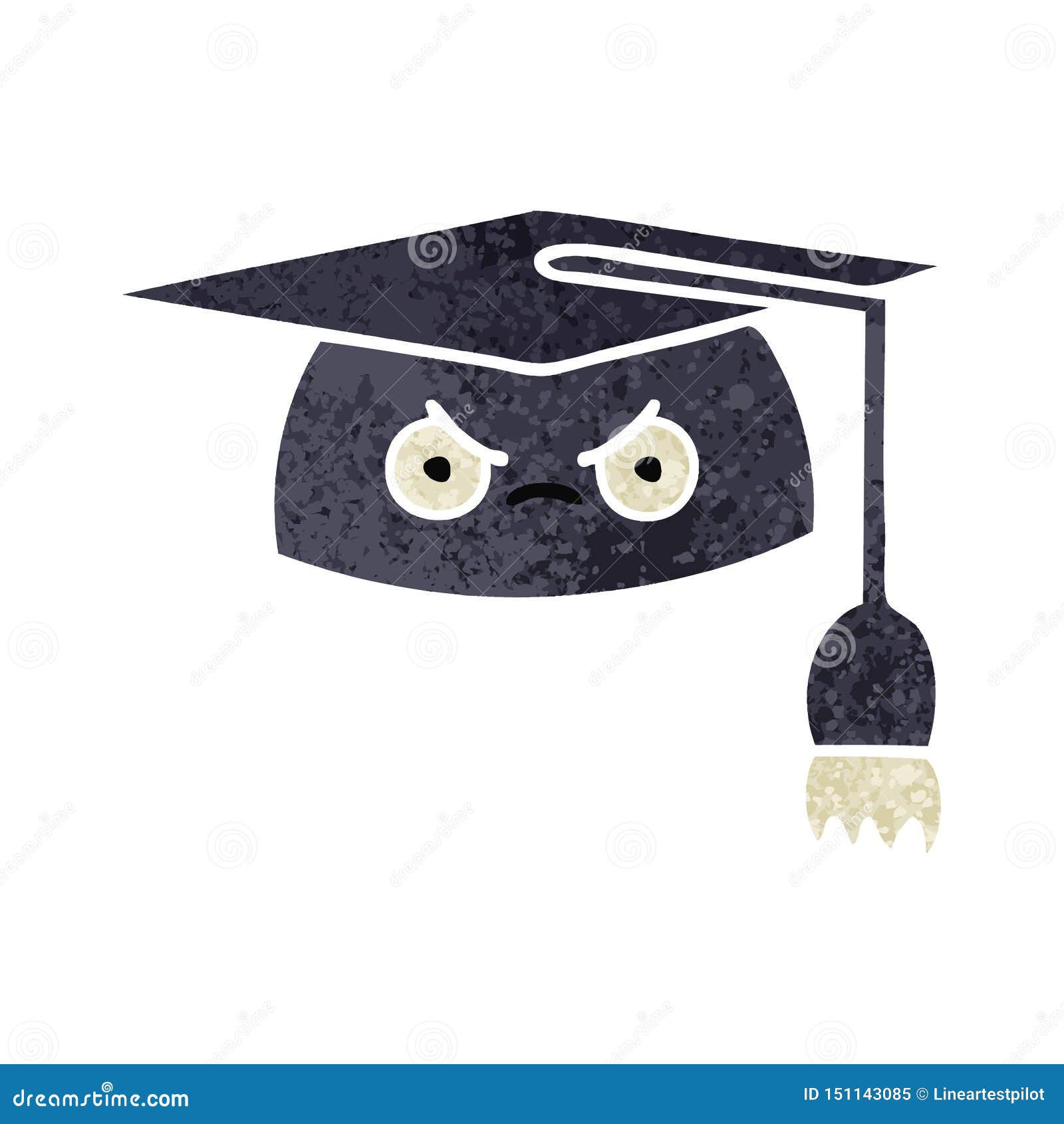 A Creative Retro Illustration Style Cartoon Graduation Hat Stock Vector ...