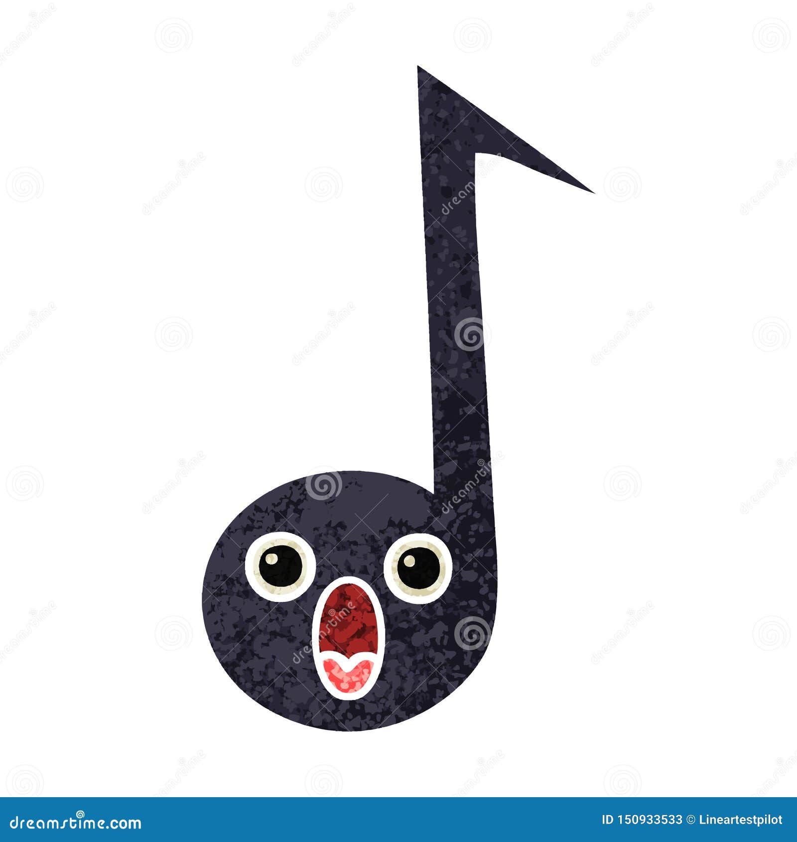 A Creative Retro Illustration Style Cartoon Musical Note Stock Vector ...