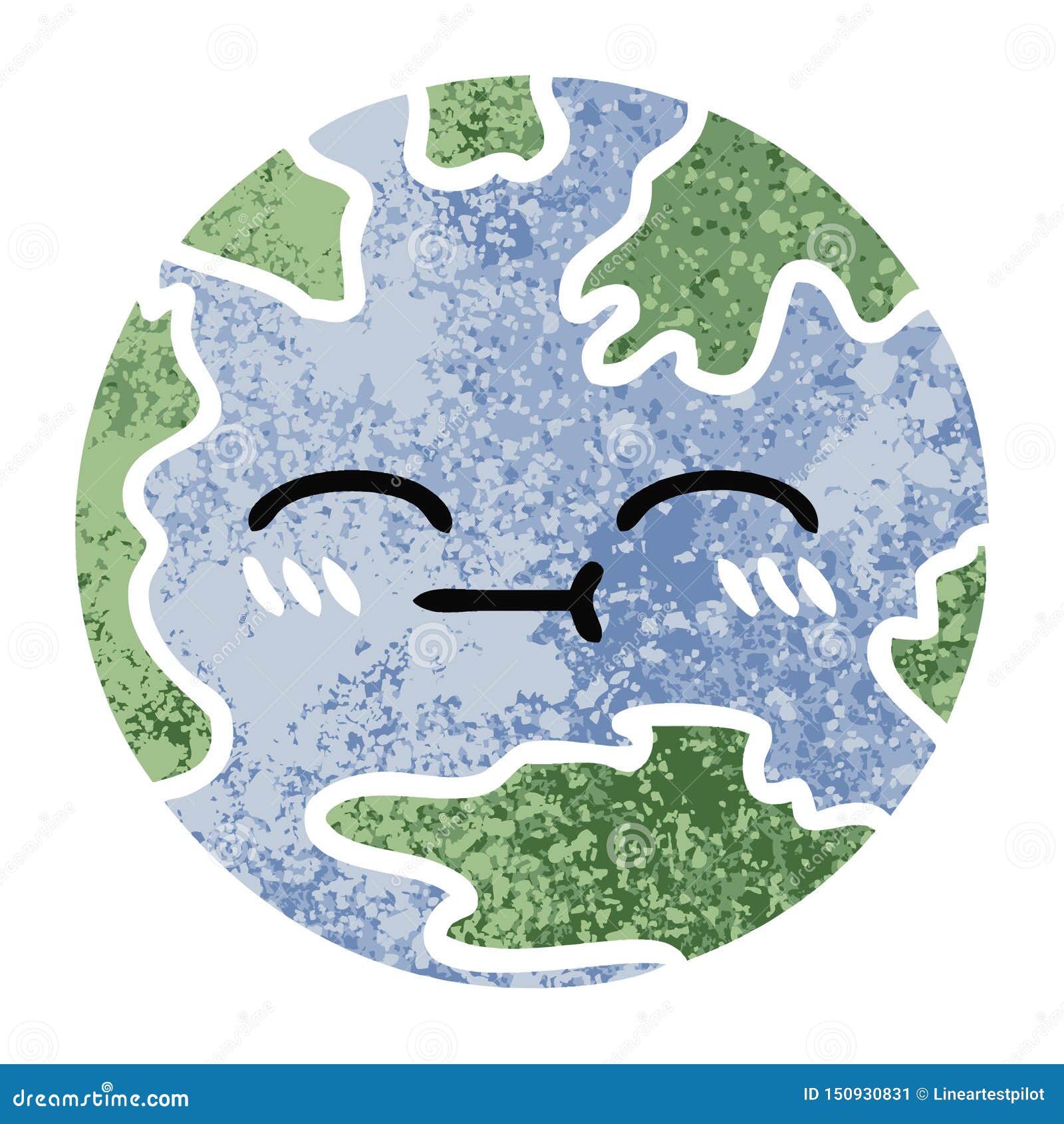 A Creative Retro Illustration Style Cartoon Planet Earth Stock Vector ...