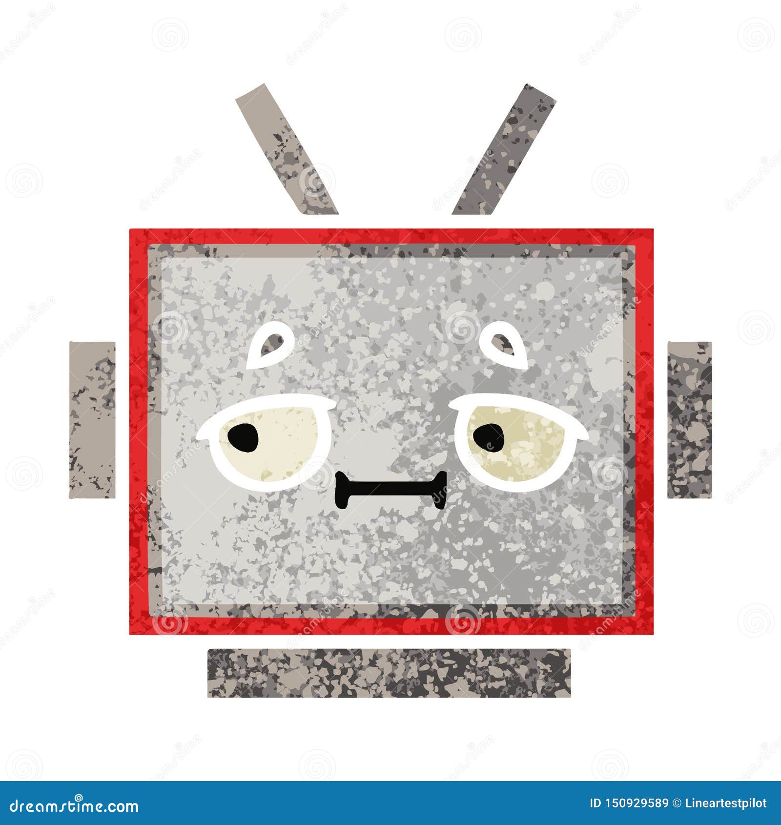 A Creative Retro Illustration Style Cartoon Robot Head Stock Vector ...