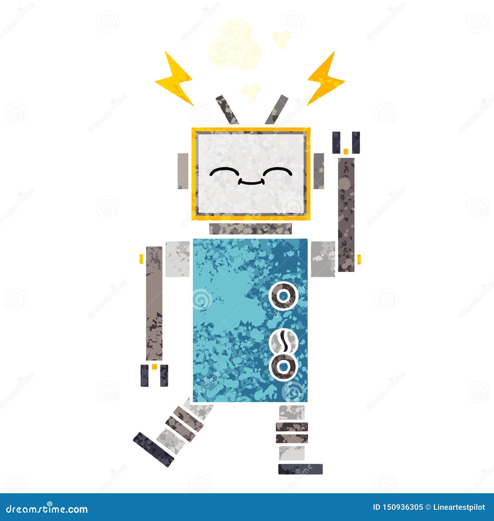 A Creative Retro Illustration Style Cartoon Robot Stock Vector ...