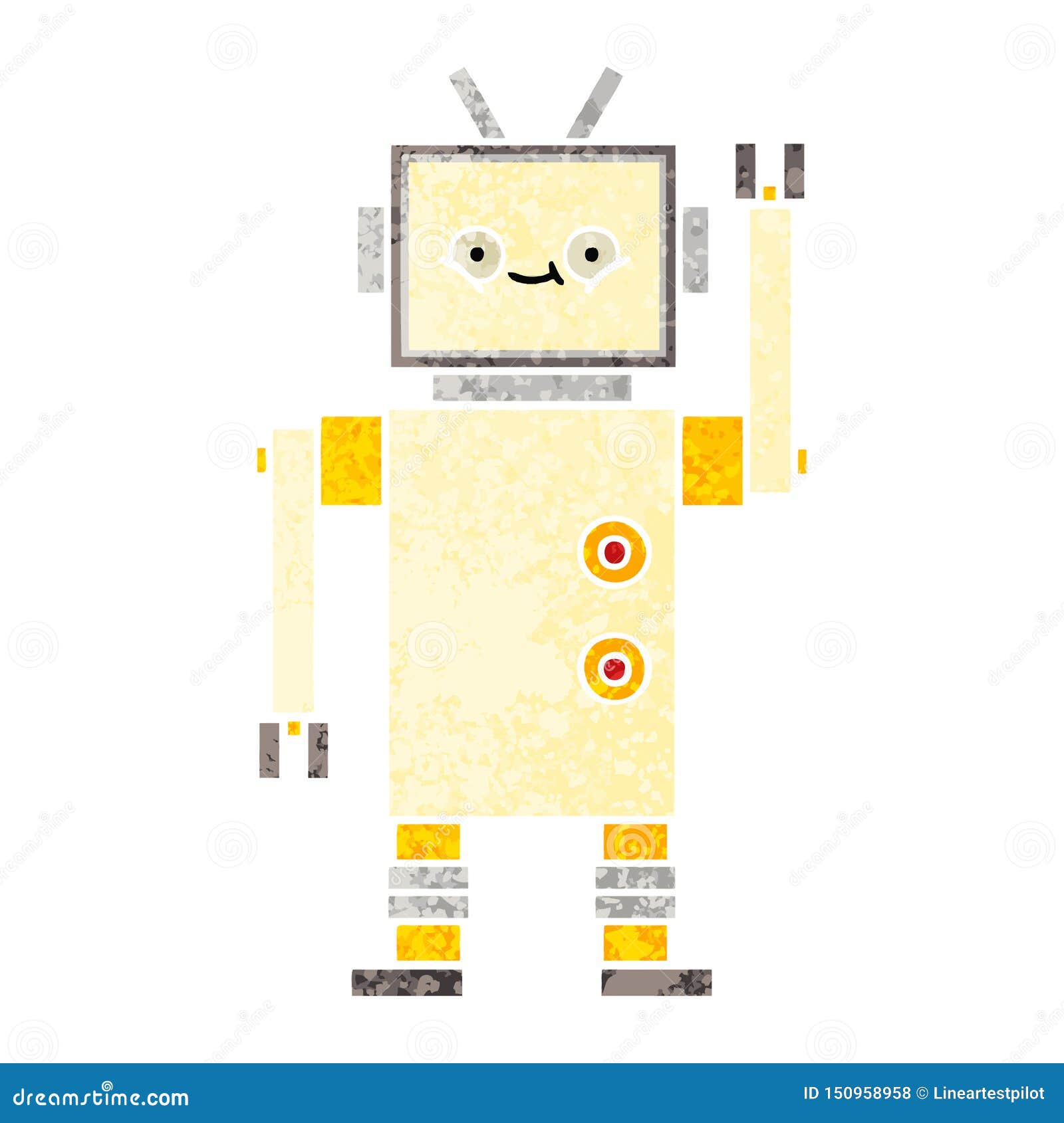 A Creative Retro Illustration Style Cartoon Robot Stock Vector ...