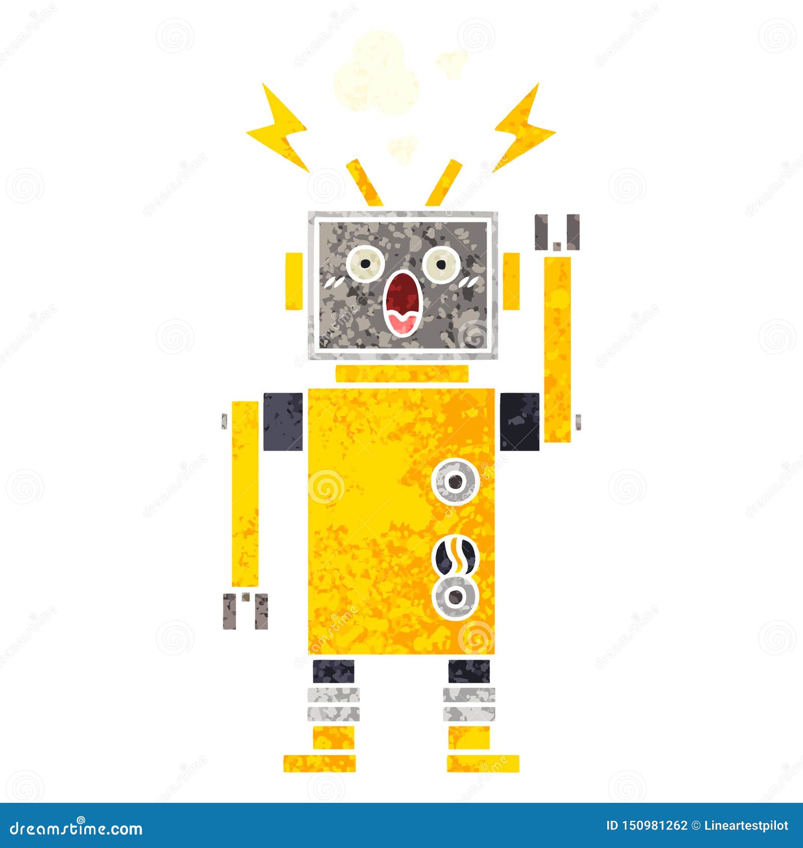 A Creative Retro Illustration Style Cartoon Robot Stock Vector ...