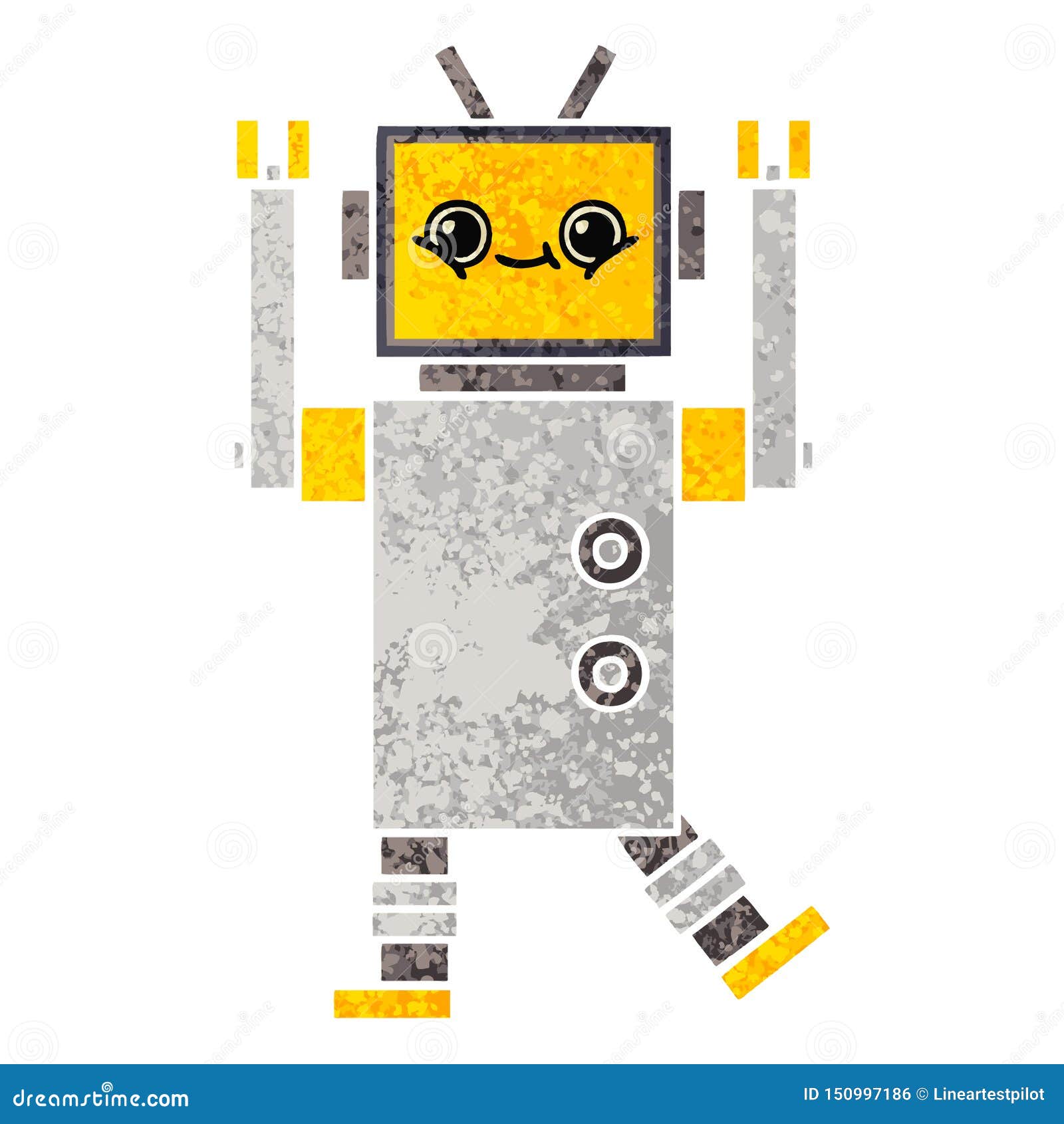 A Creative Retro Illustration Style Cartoon Robot Stock Vector ...