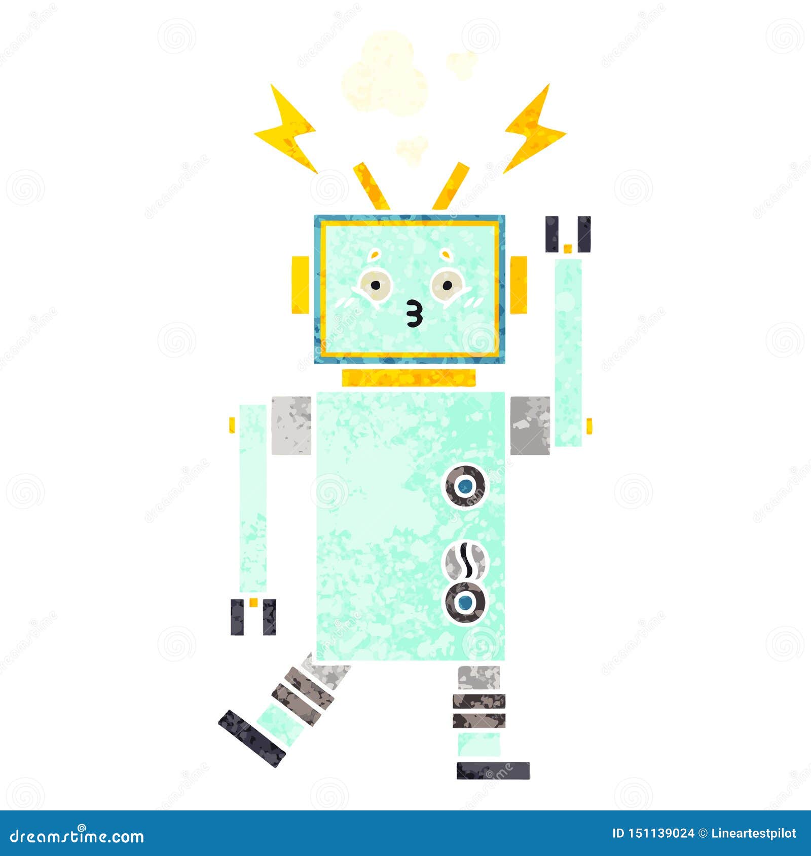 A Creative Retro Illustration Style Cartoon Robot Stock Vector ...