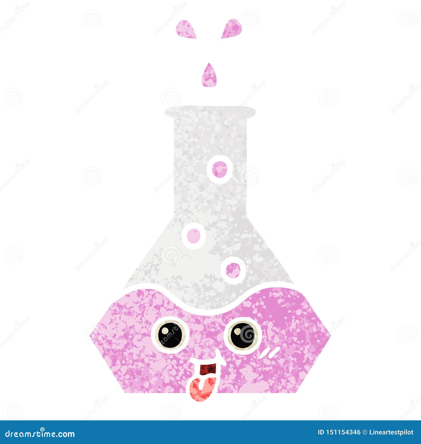 A Creative Retro Illustration Style Cartoon Science Beaker Stock Vector ...