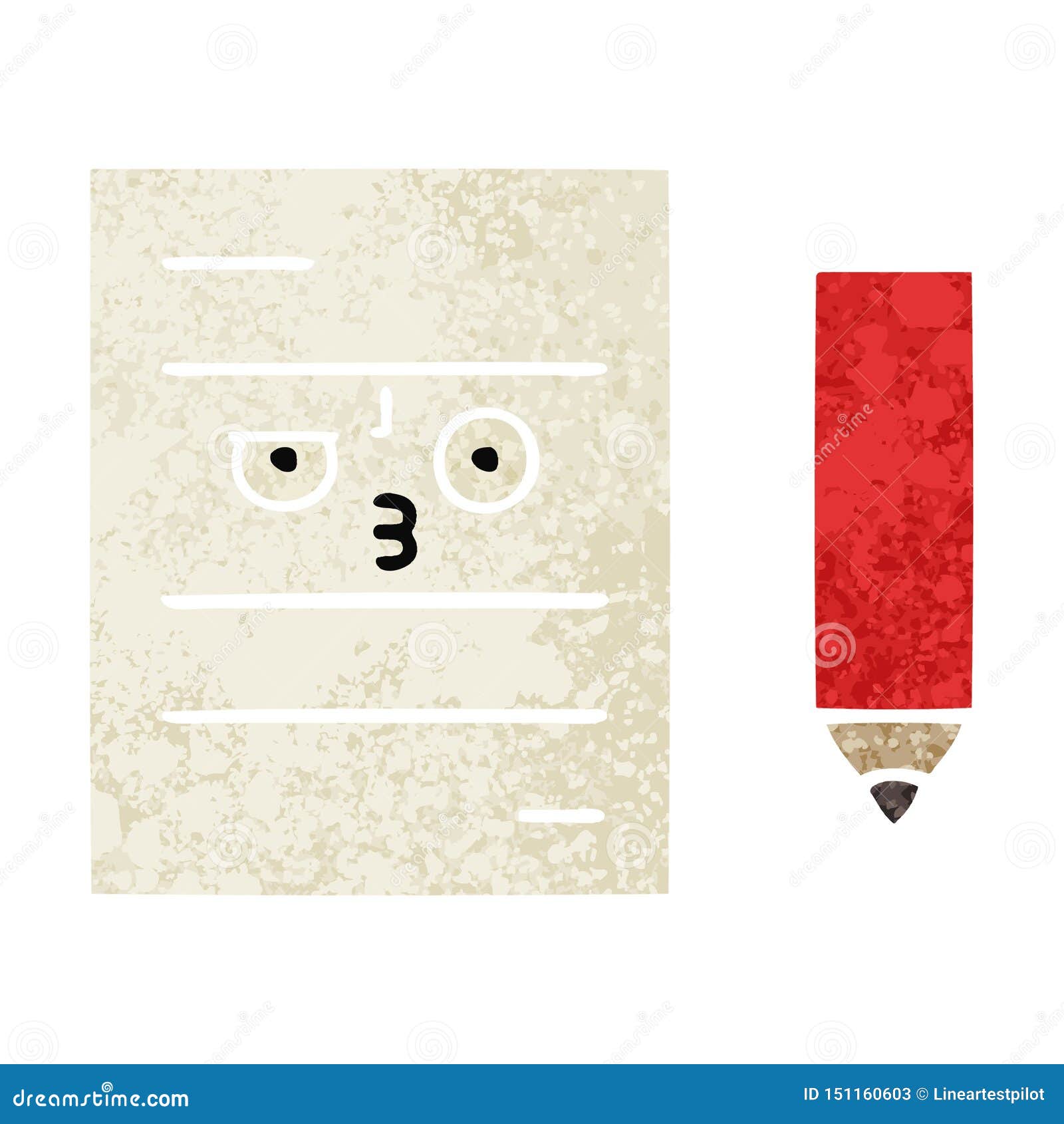 A Creative Retro Illustration Style Cartoon Test Paper Stock Vector ...