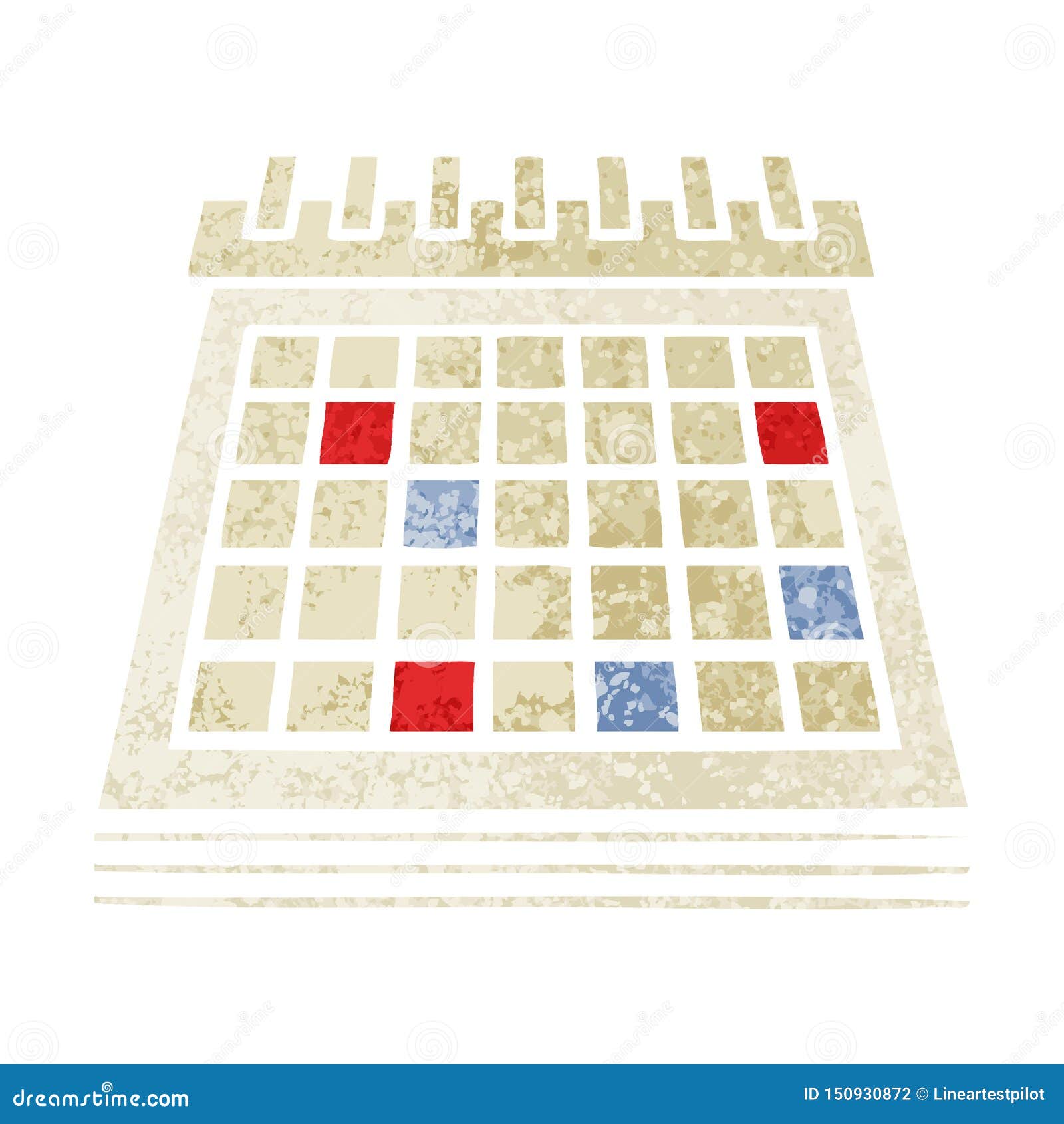 A Creative Retro Illustration Style Cartoon Work Calendar Stock Vector ...