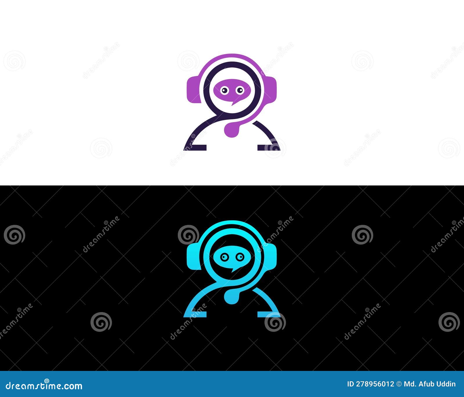 Creative Robot Chat Bot Sign for Support Service Logo Design Concept ...