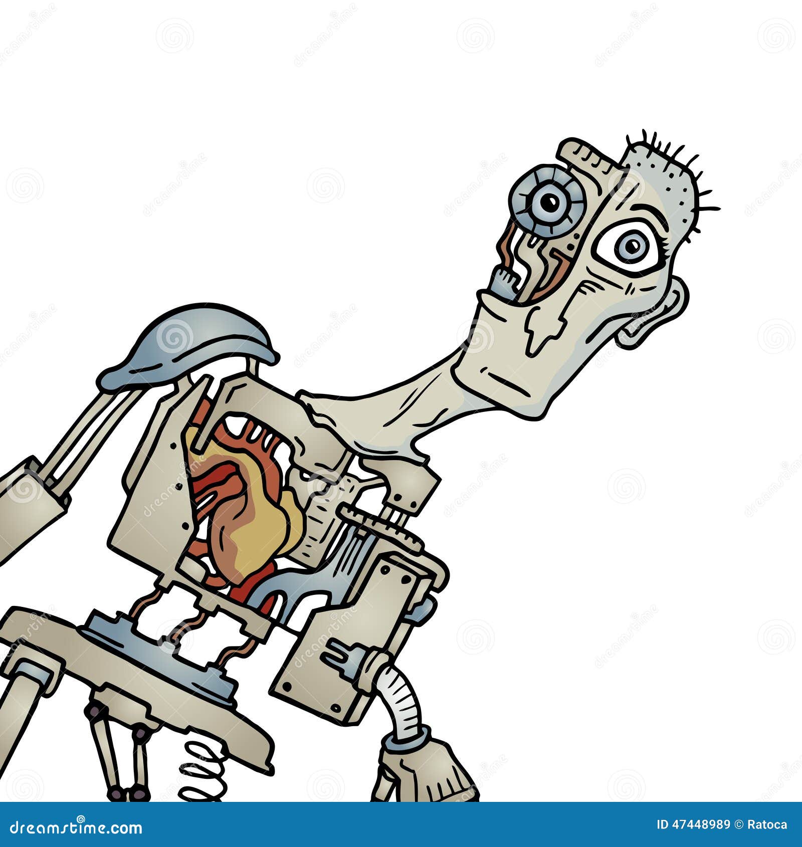 Robot And Human Productive Symbiotic Cooperation Vector Illustration ...