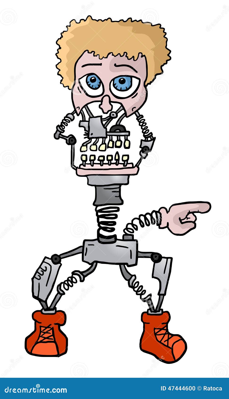 Robot And Human Productive Symbiotic Cooperation Vector Illustration ...