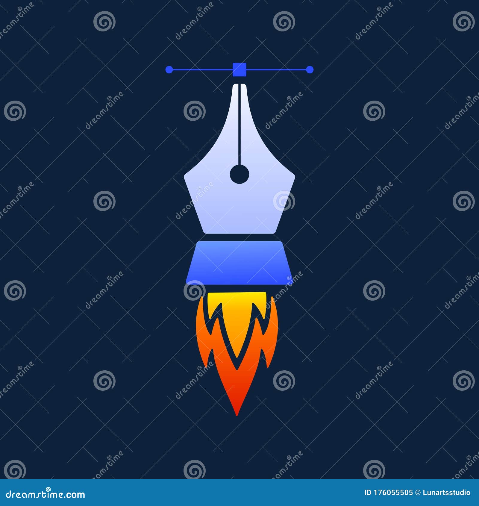 Creative Rocket Pen Tool Logo Vector Design Template, with Rocket and ...