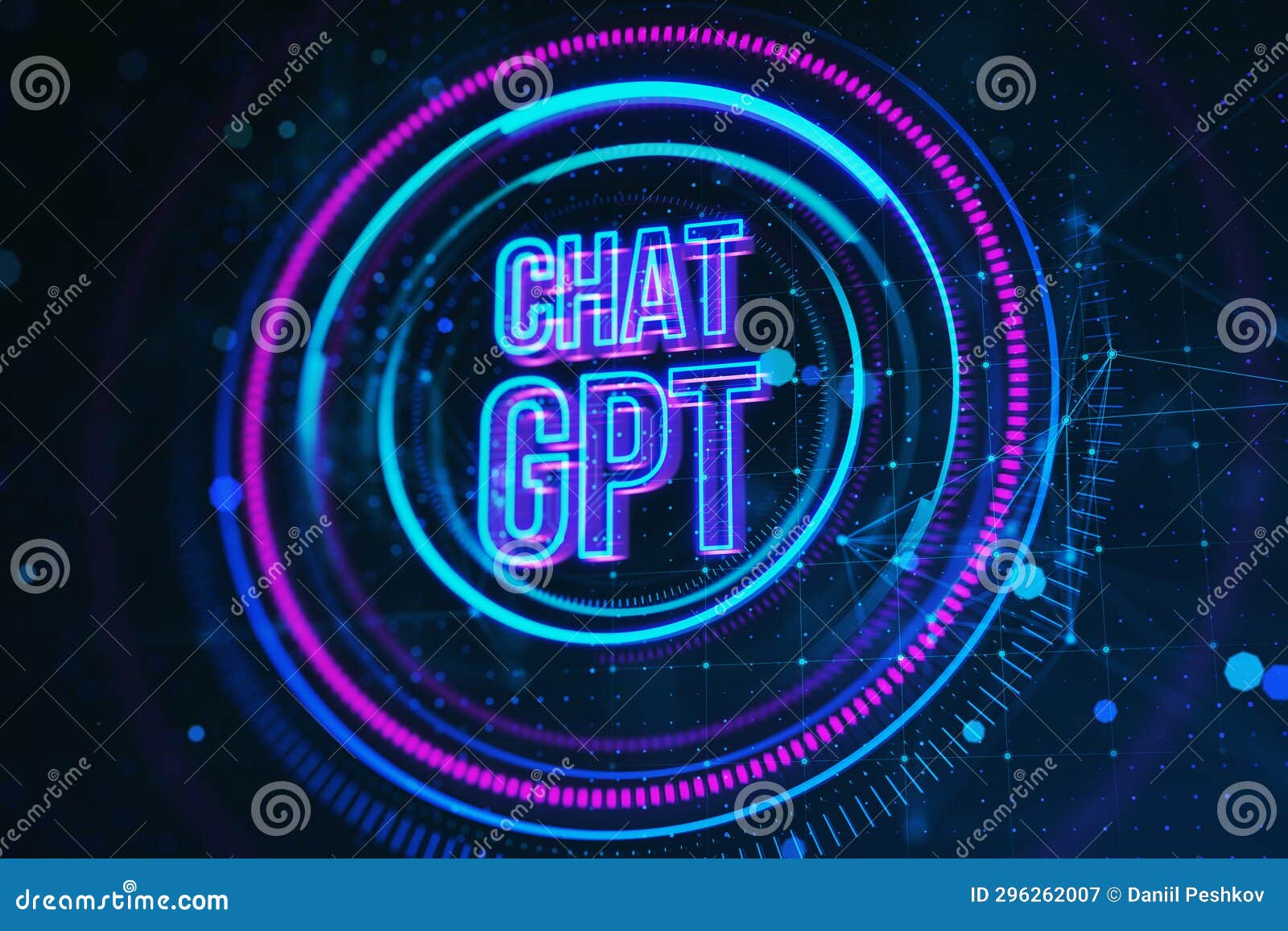 Creative Round Chat GPT Hologram on Background. Chat Bot Assistant ...