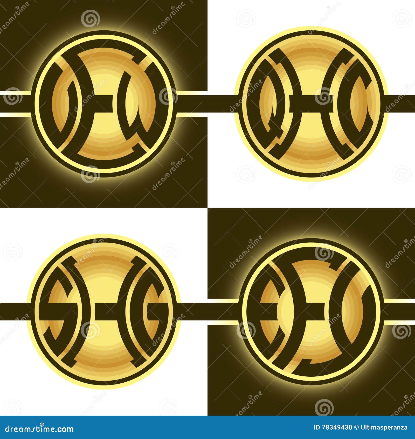 Creative Round Logotypes with 3 Initial Letters Stock Vector ...