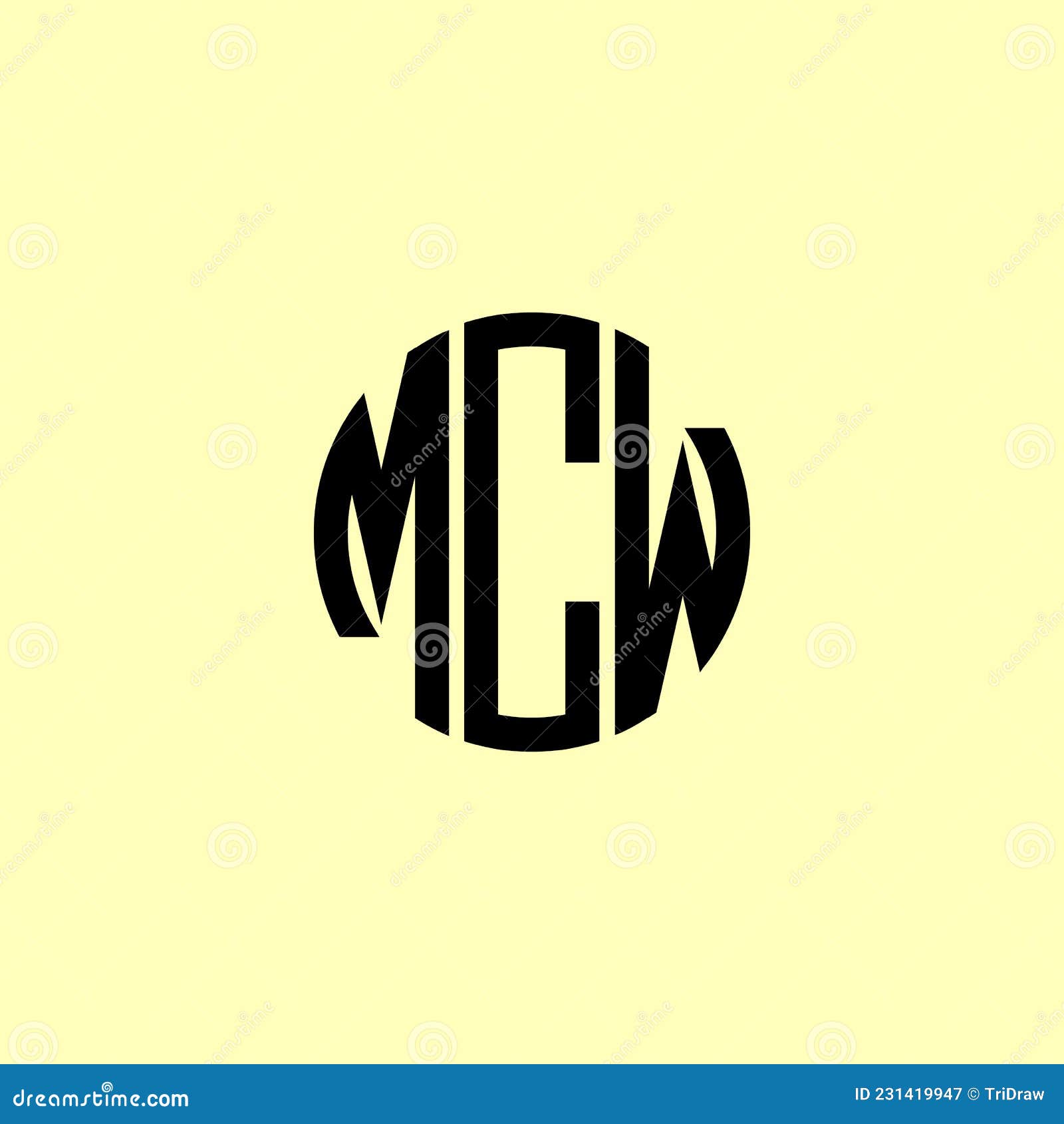 Creative Rounded Initial Letters MCW Logo Stock Vector - Illustration ...