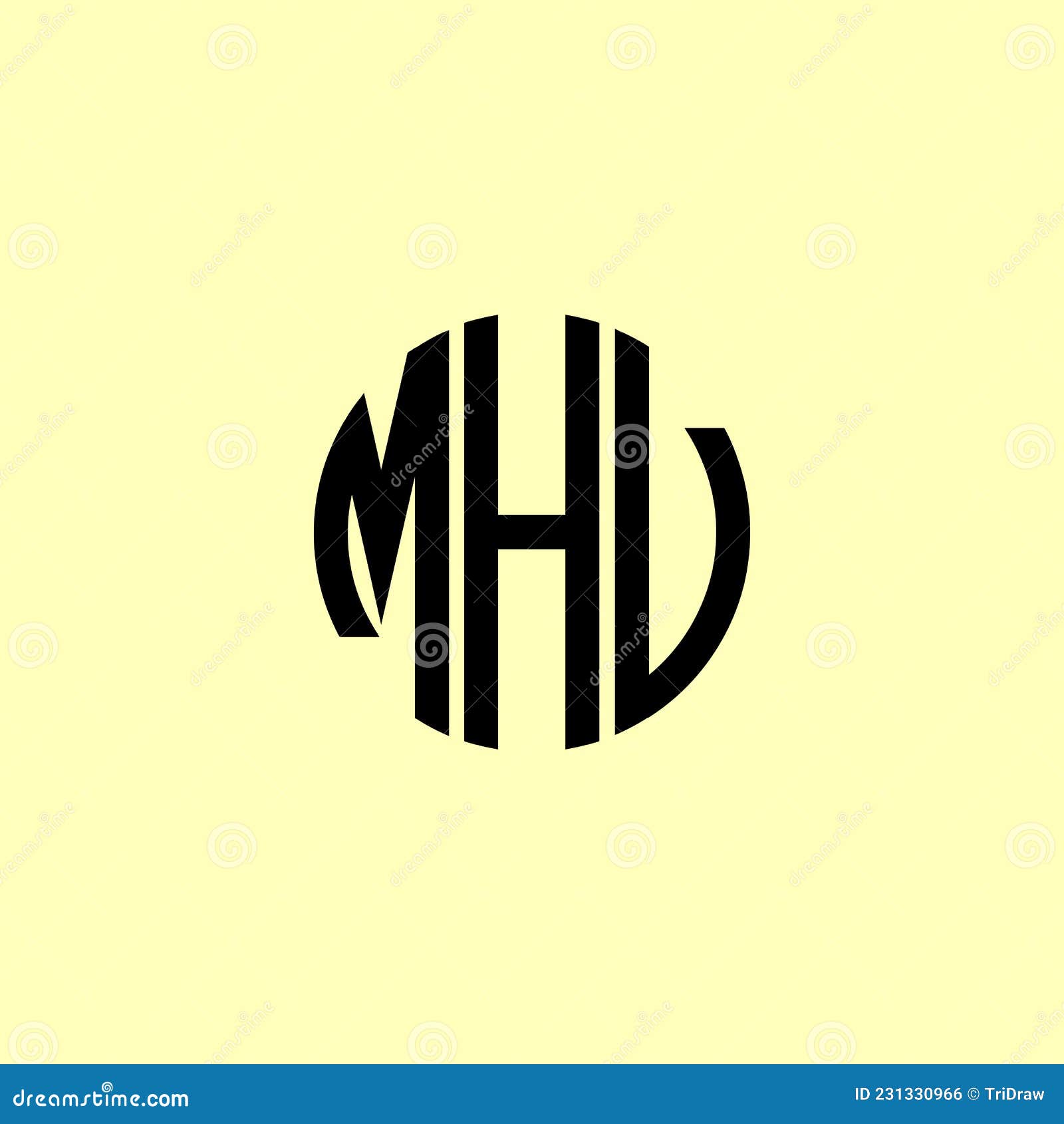 Creative Rounded Initial Letters MHV Logo Stock Vector - Illustration ...