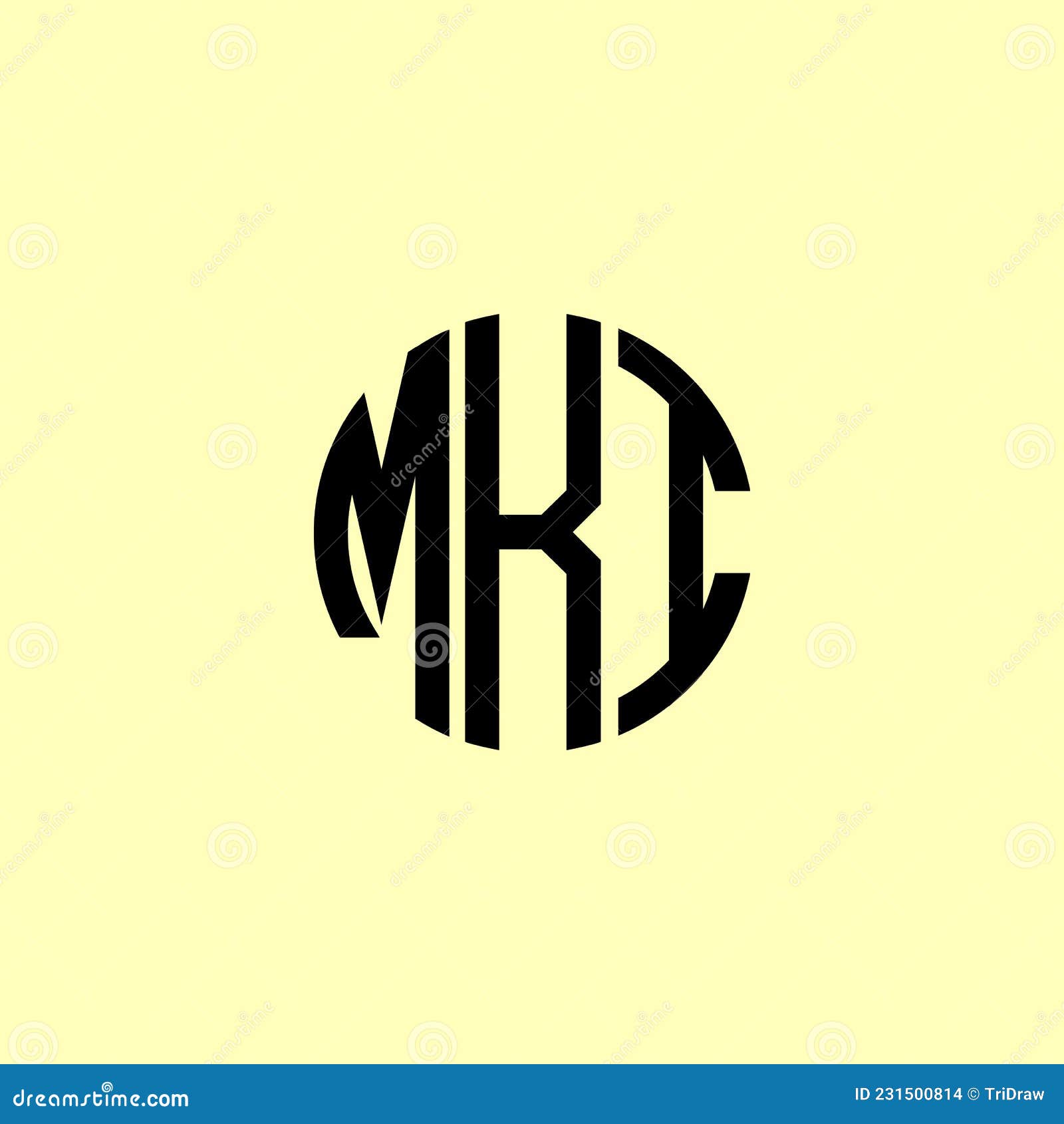 Creative Rounded Initial Letters MKI Logo Vector Illustration ...