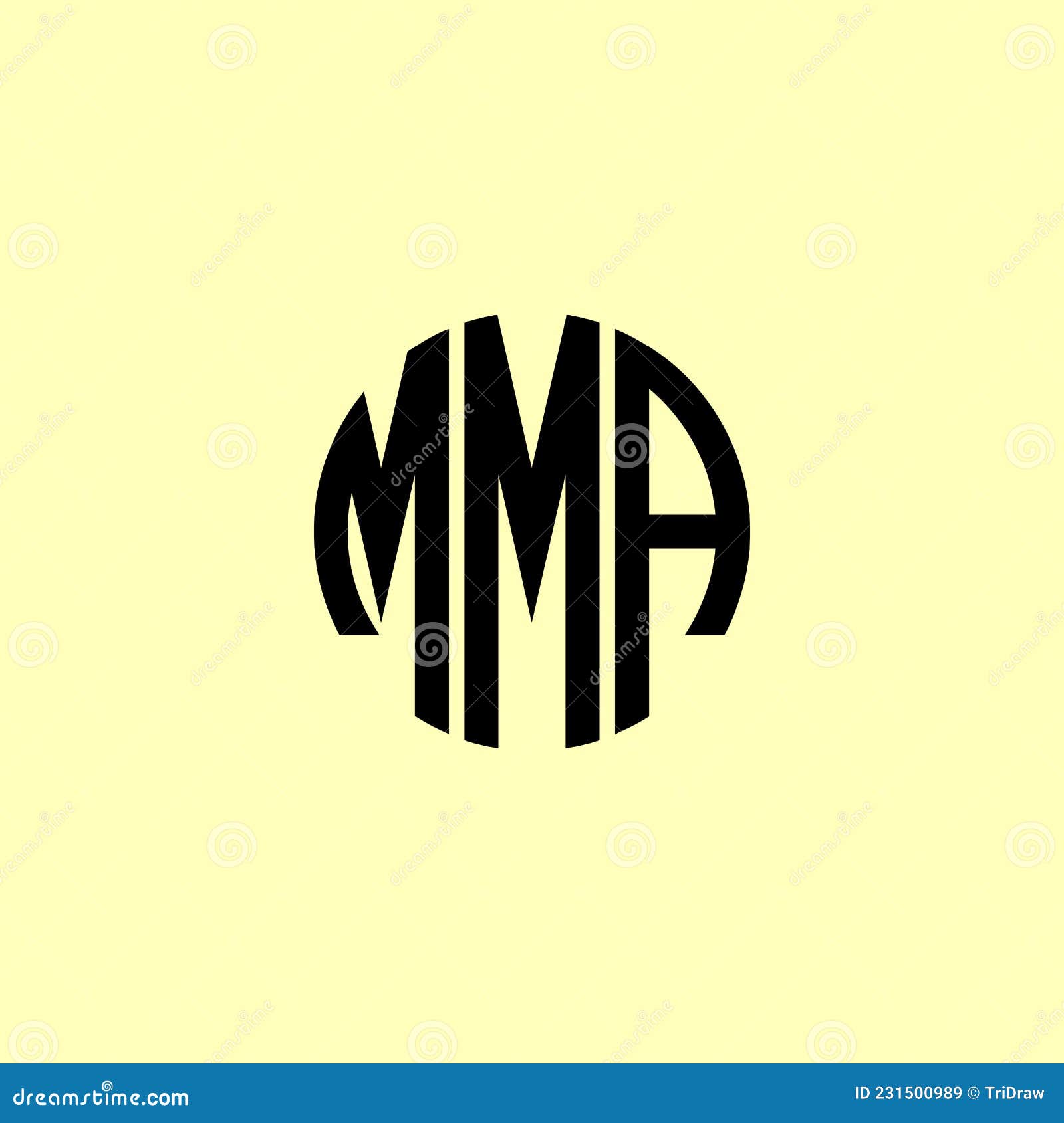 Creative Rounded Initial Letters MMA Logo Stock Vector - Illustration ...
