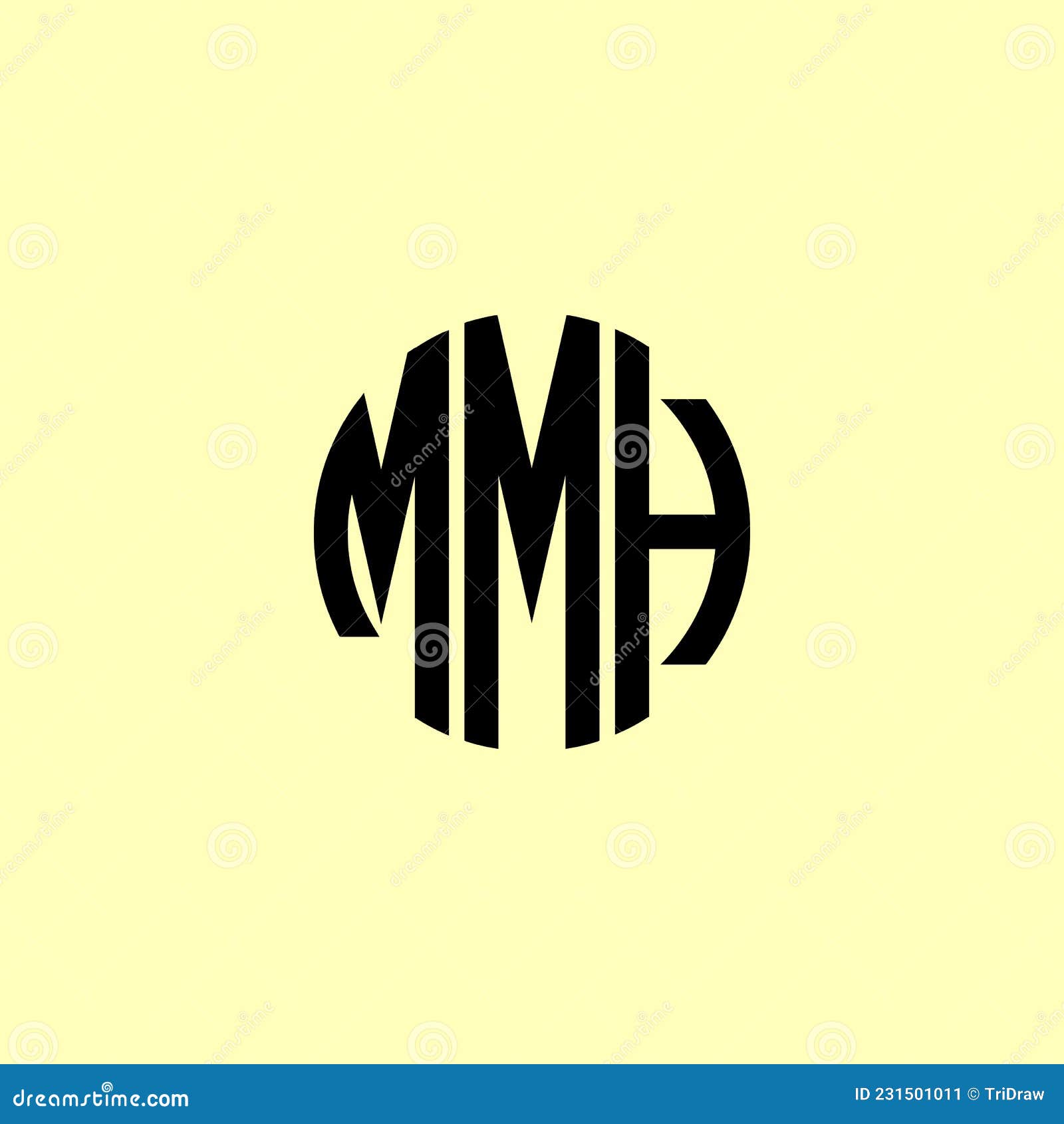 Creative Rounded Initial Letters MMH Logo Stock Vector - Illustration ...