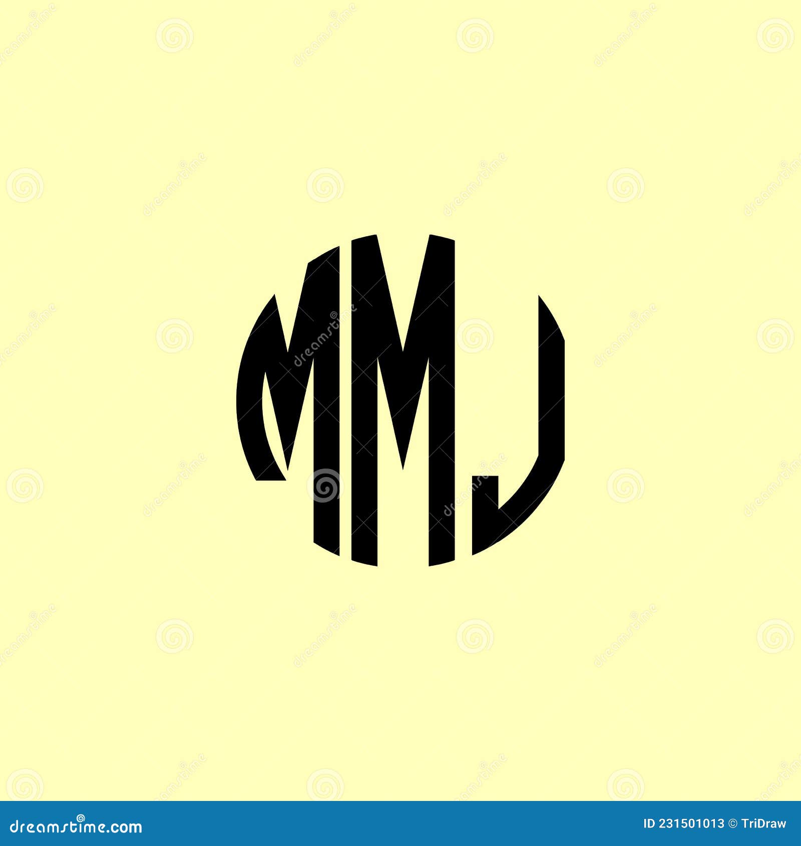 Creative Rounded Initial Letters MMJ Logo Stock Vector - Illustration ...