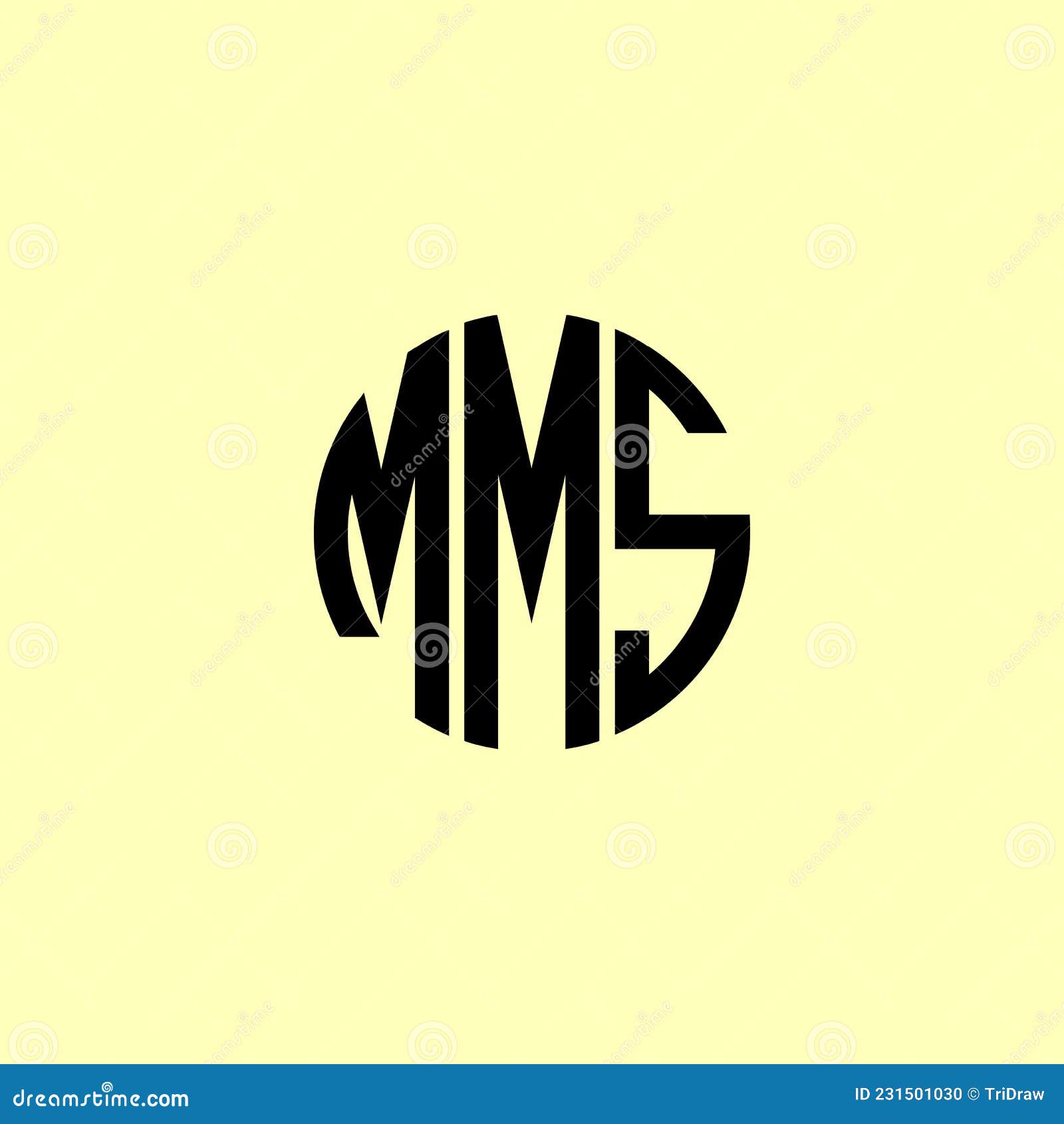 Creative Rounded Initial Letters MMS Logo Stock Vector - Illustration ...