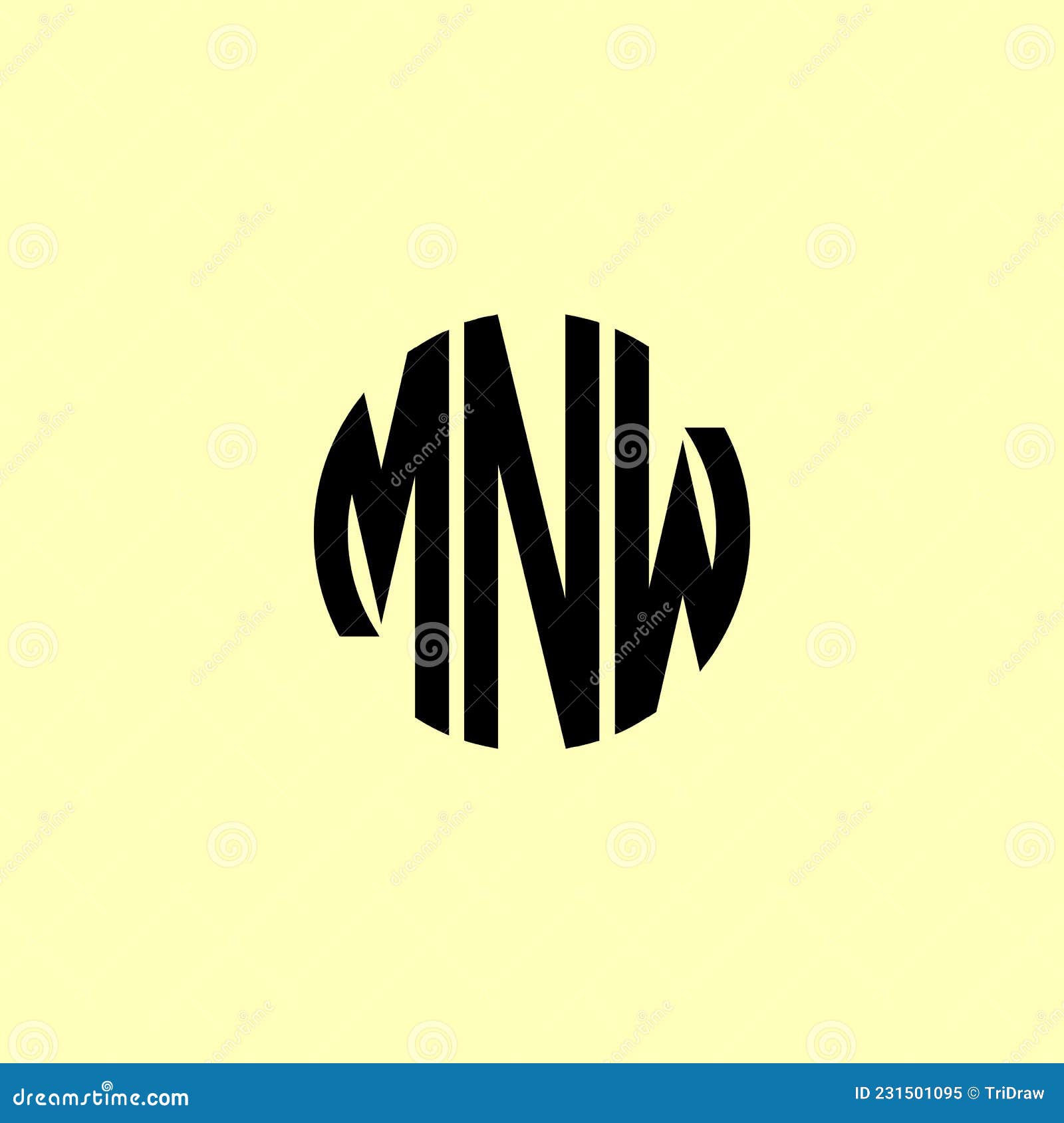 Creative Rounded Initial Letters MNW Logo Stock Vector - Illustration ...