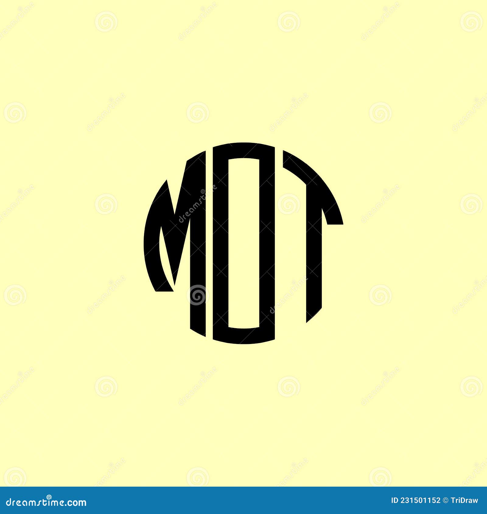 Creative Rounded Initial Letters MOT Logo Vector Illustration ...