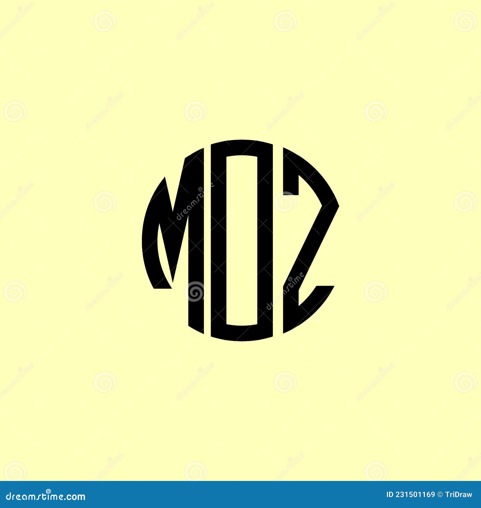 Creative Rounded Initial Letters MOZ Logo Stock Vector - Illustration ...