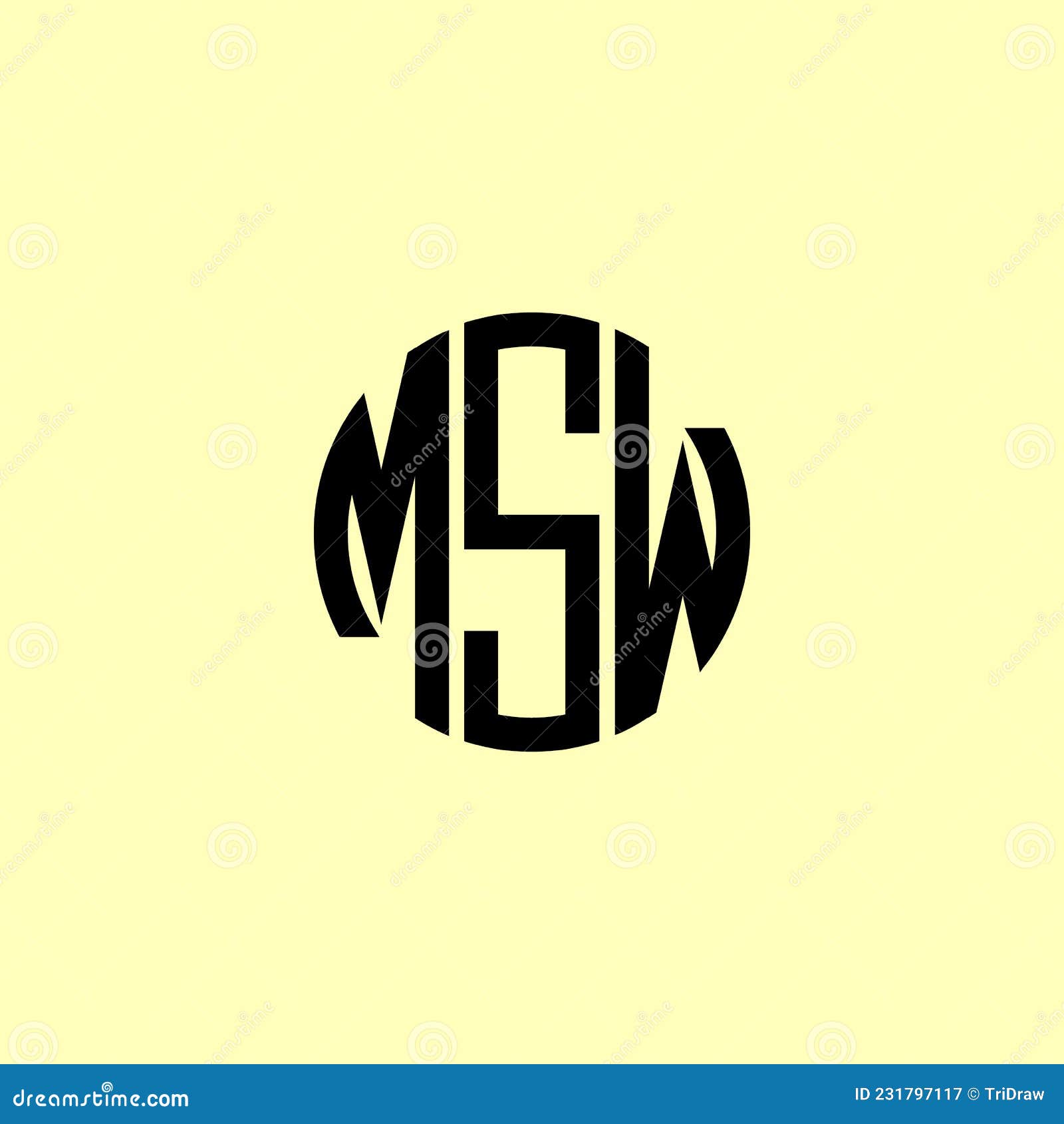 Creative Rounded Initial Letters MSW Logo Stock Vector - Illustration ...