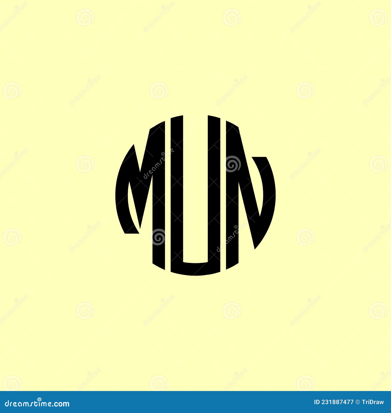 Creative Rounded Initial Letters MUN Logo Stock Vector - Illustration ...
