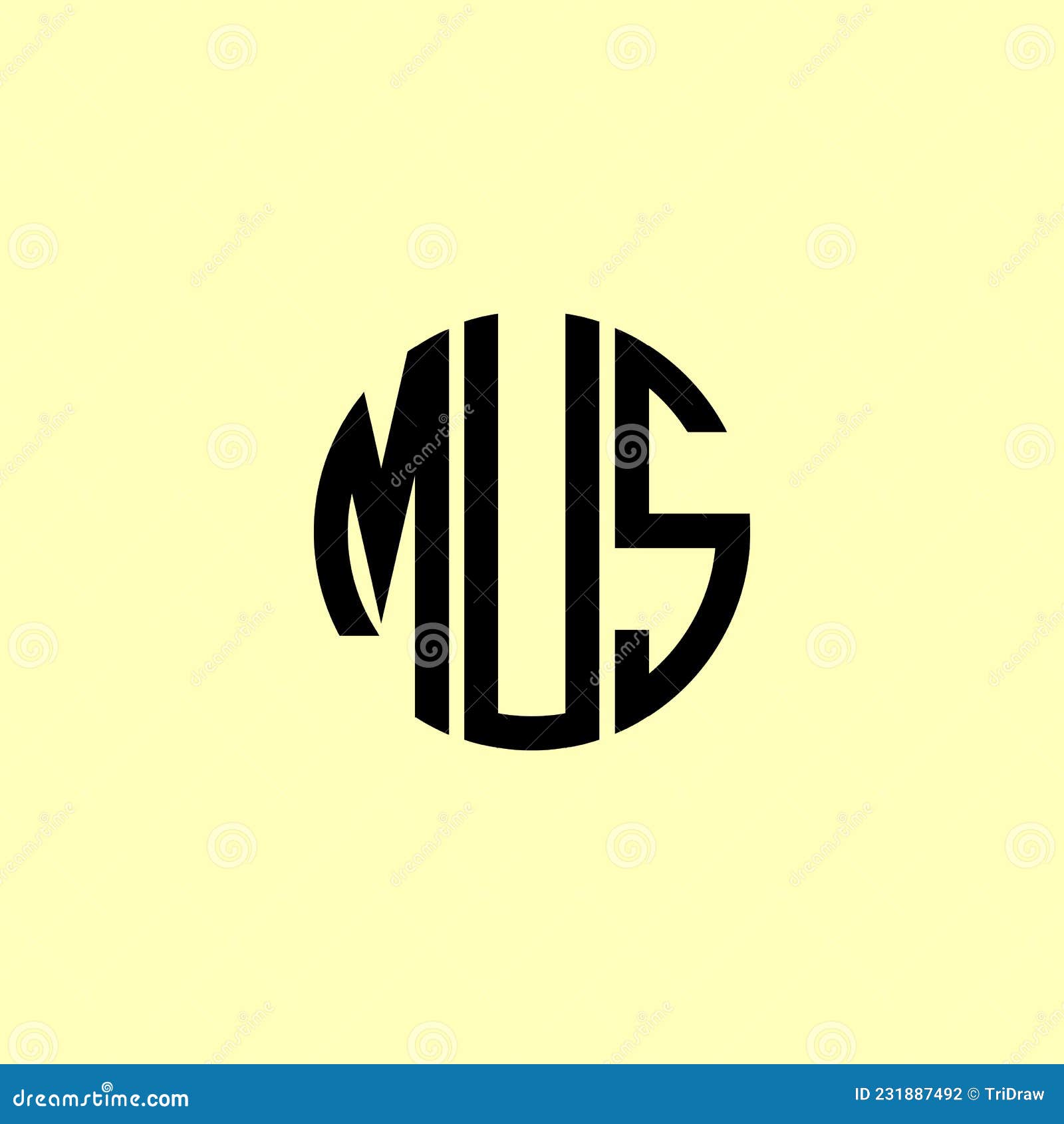Creative Rounded Initial Letters MUS Logo Stock Vector - Illustration ...